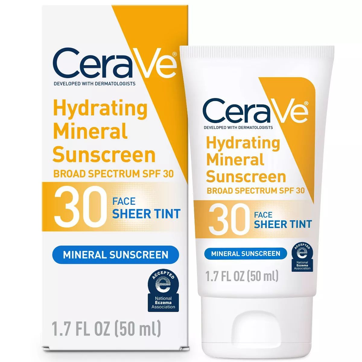 CeraVe Hydrating Mineral Sunscreen, Sheer Tint Face Sunscreen with SPF 30, All Skin Types - 1.7 ...