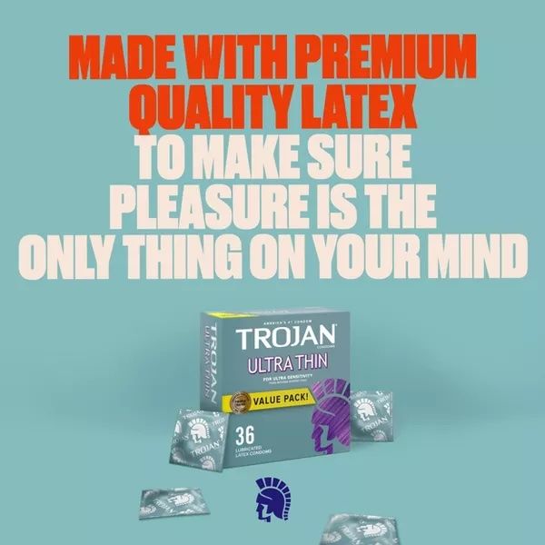Trojan Ultra Thin for Ultra- Sensitivity Lubricated Condoms - 36 ct