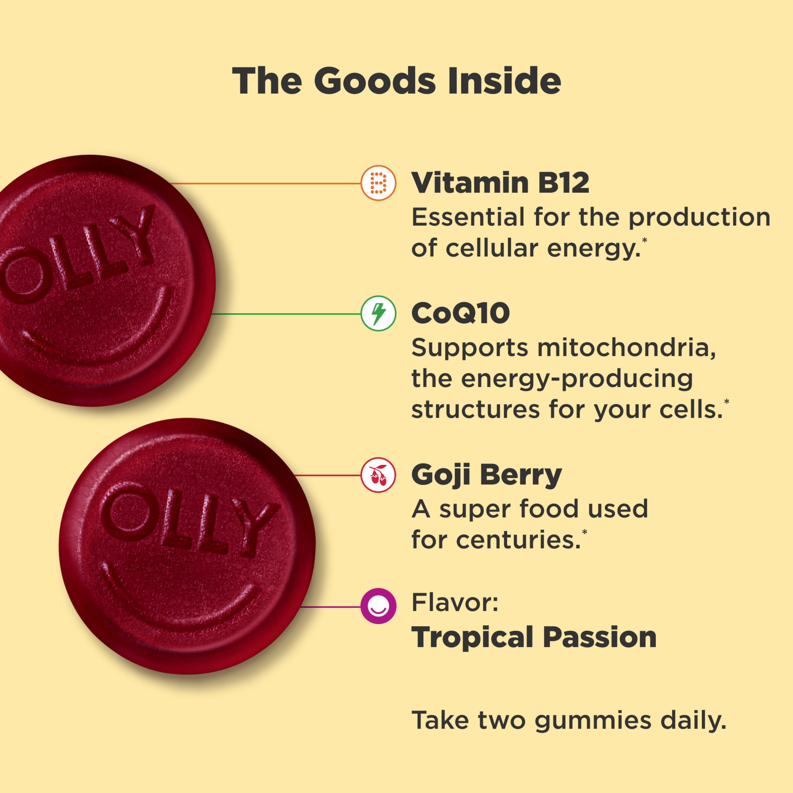 OLLY Daily Energy Gummy with CoQ10, B12 & Goji Berry, Caffeine Free ...