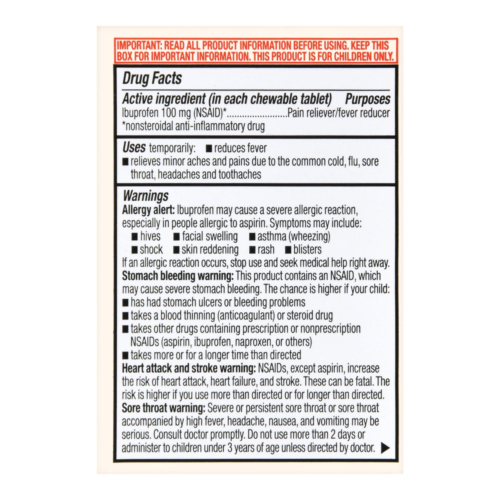 Foster & Thrive Children's Ibuprofen IB Chewable Tablets, 100 mg ...