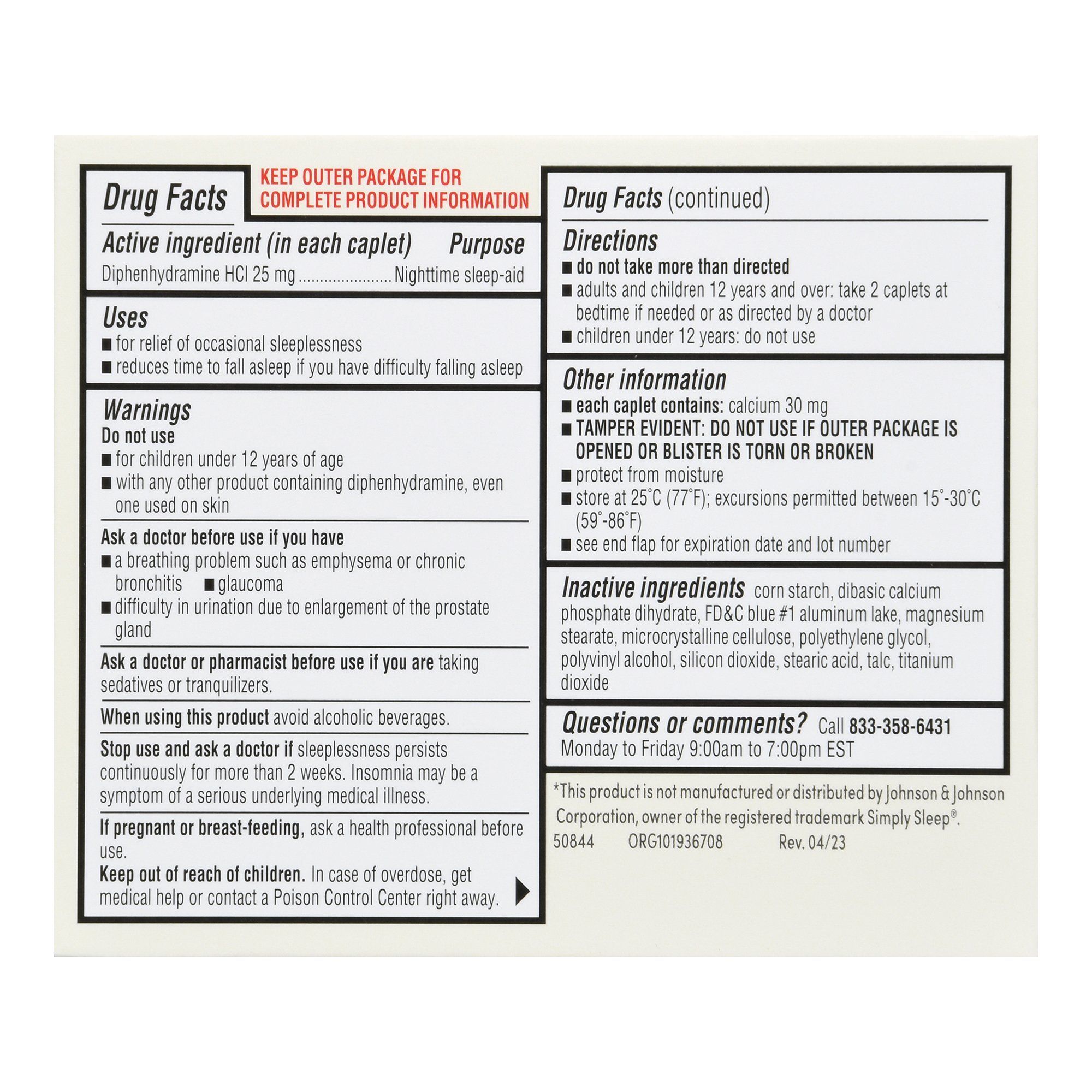 Foster & Thrive Nighttime Sleep-Aid Diphenhydramine HCl Caplets, 25 mg ...