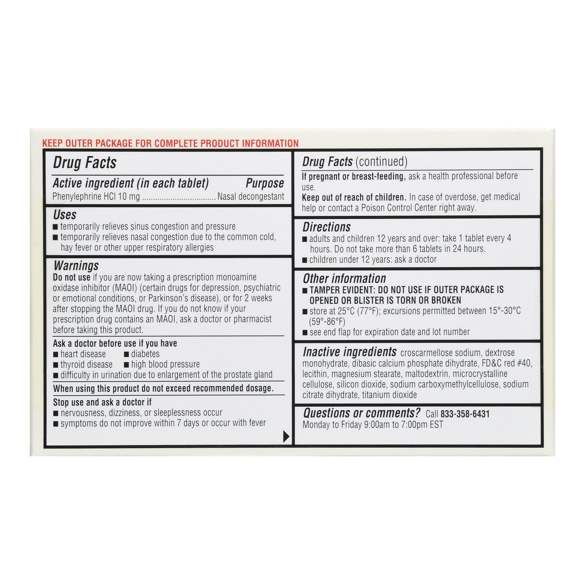 Foster & Thrive Maximum Strength Nasal Decongestant PE Phenylephrine ...