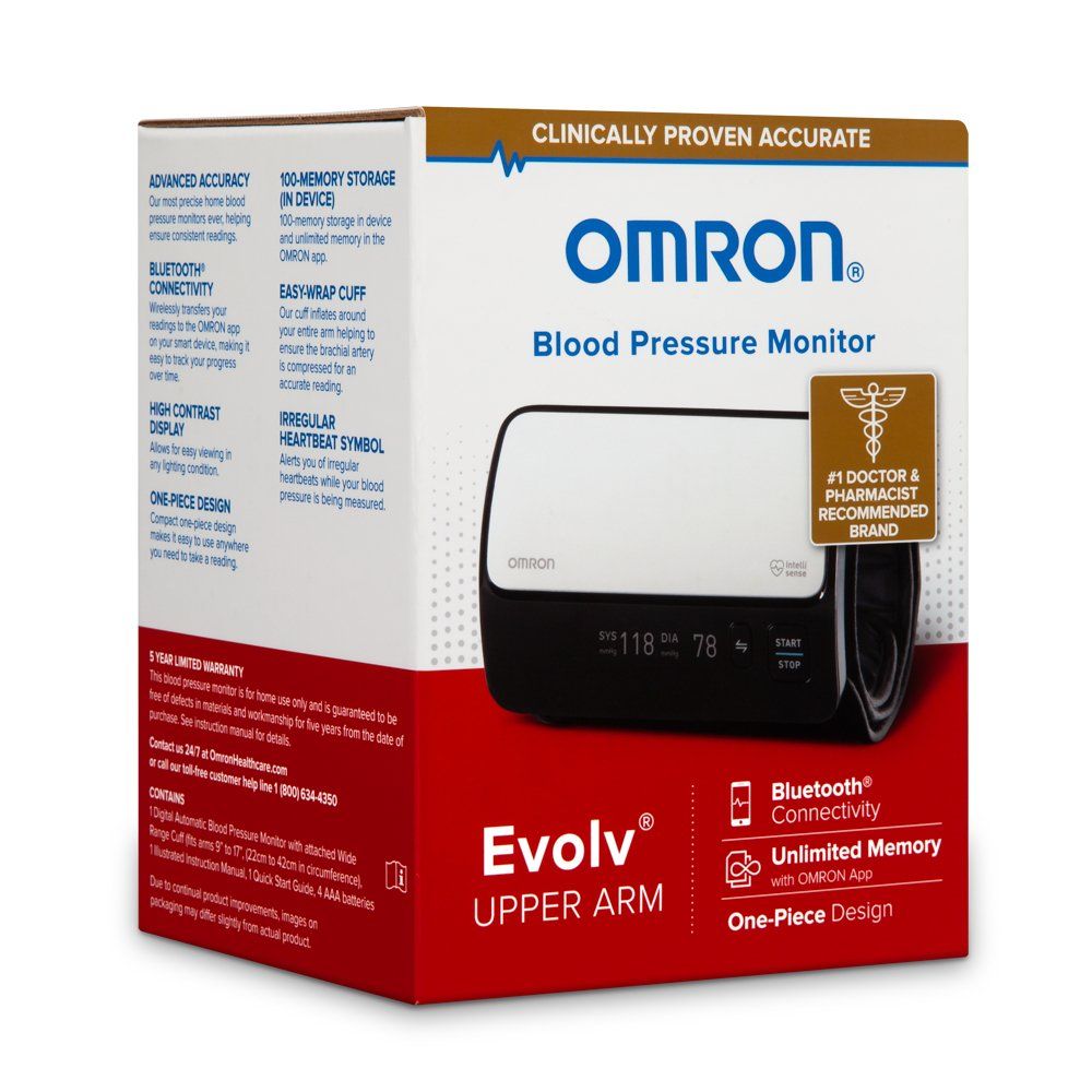 Omron Evolv Bluetooth Digital Upper Arm Blood Pressure Monitor - Black ...