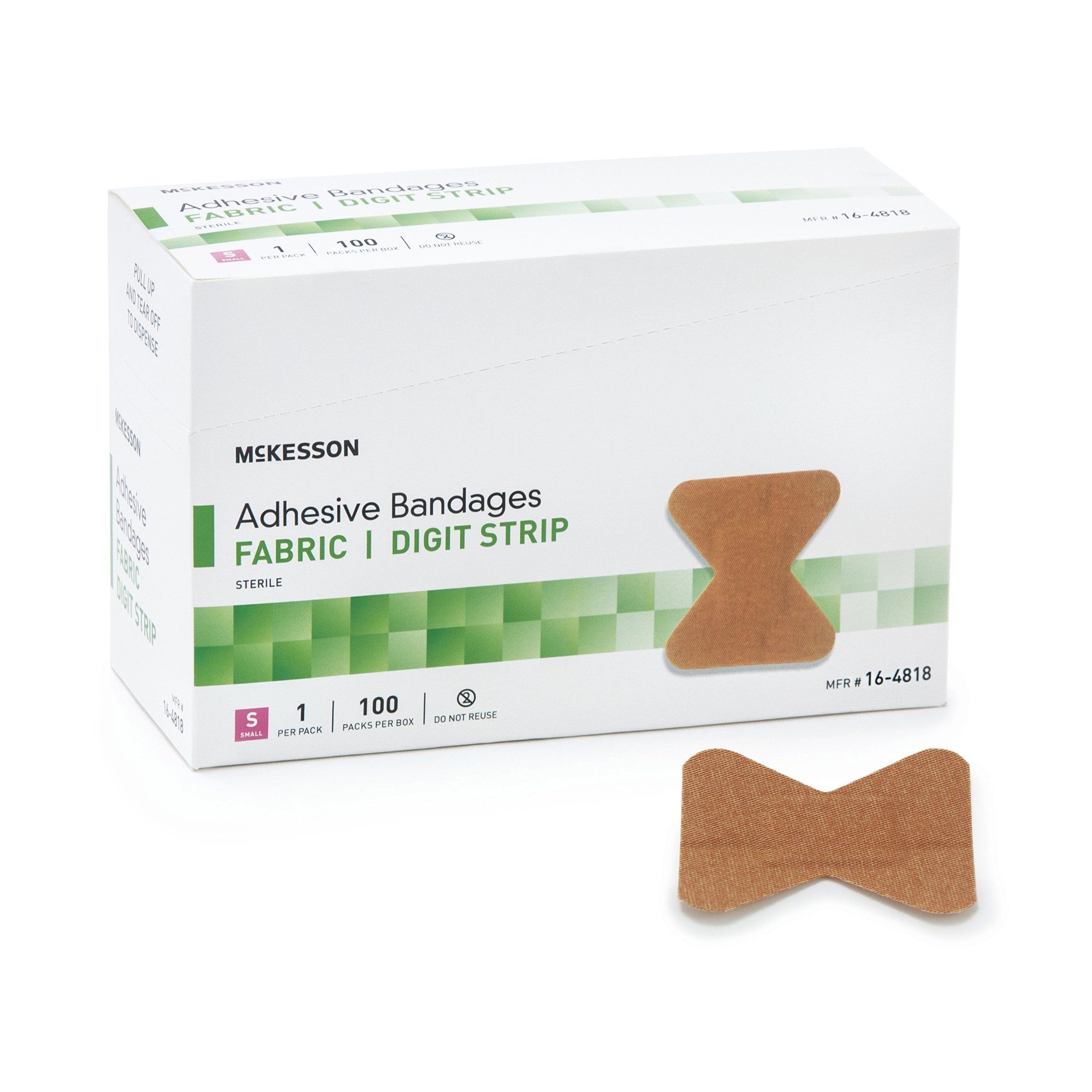 McKesson Adhesive Bandages Fabric Digit Strips, 1.7" x 2" - 100 ct