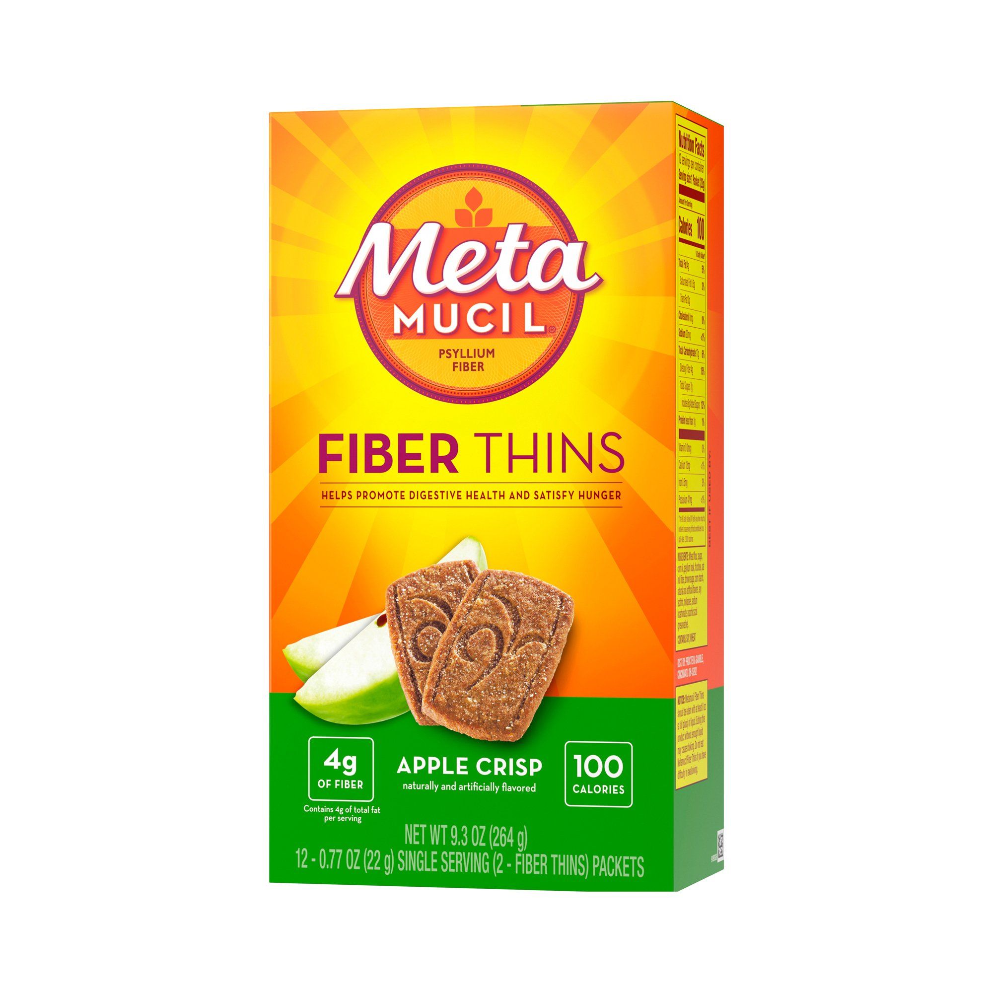 Metamucil Fiber Thins, Apple Crisp - 12 packs