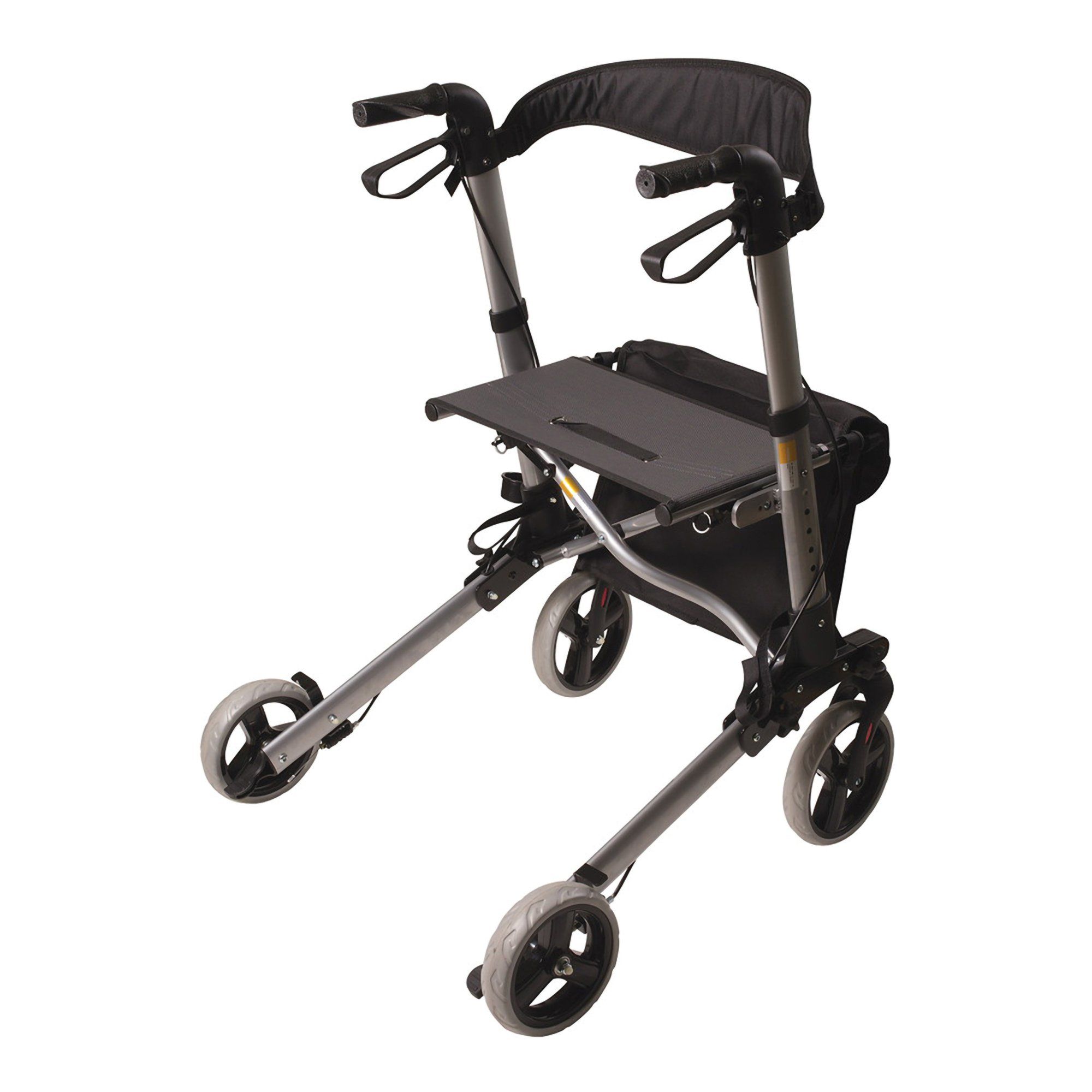 HealthSmart Walker Rollator with Seat & Backrest, Titanium - 300 lbs ...