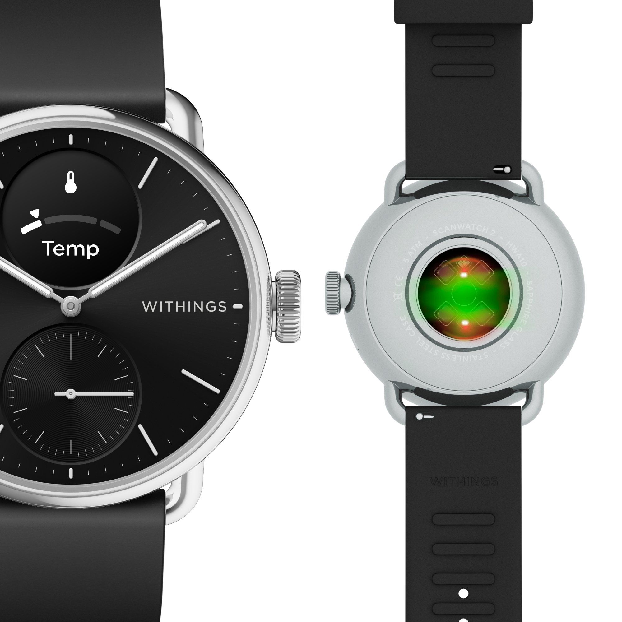 Withings ScanWatch 2 - Heart Health Hybrid Smartwatch, 38mm - Black