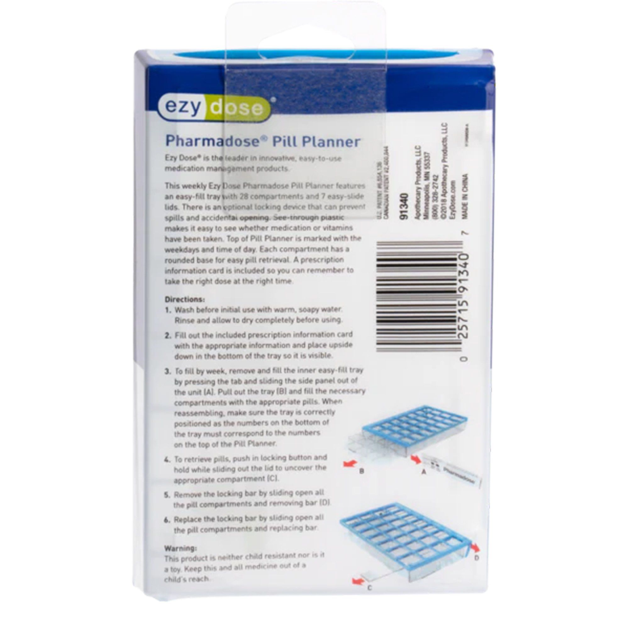 Ezy Dose Weekly (7-Day) Pharmadose Pill Organizer, 4 Times a Day Pill ...
