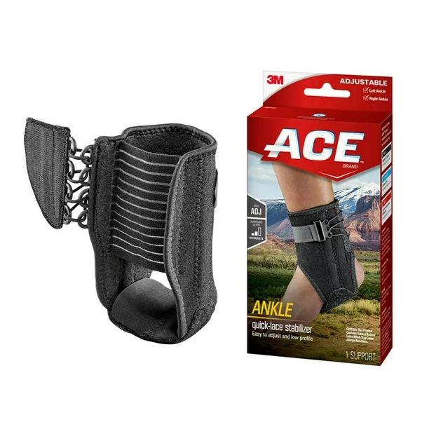 ACE Moderate Support Adjustable Ankle Brace with Side Stabilizers, One ...