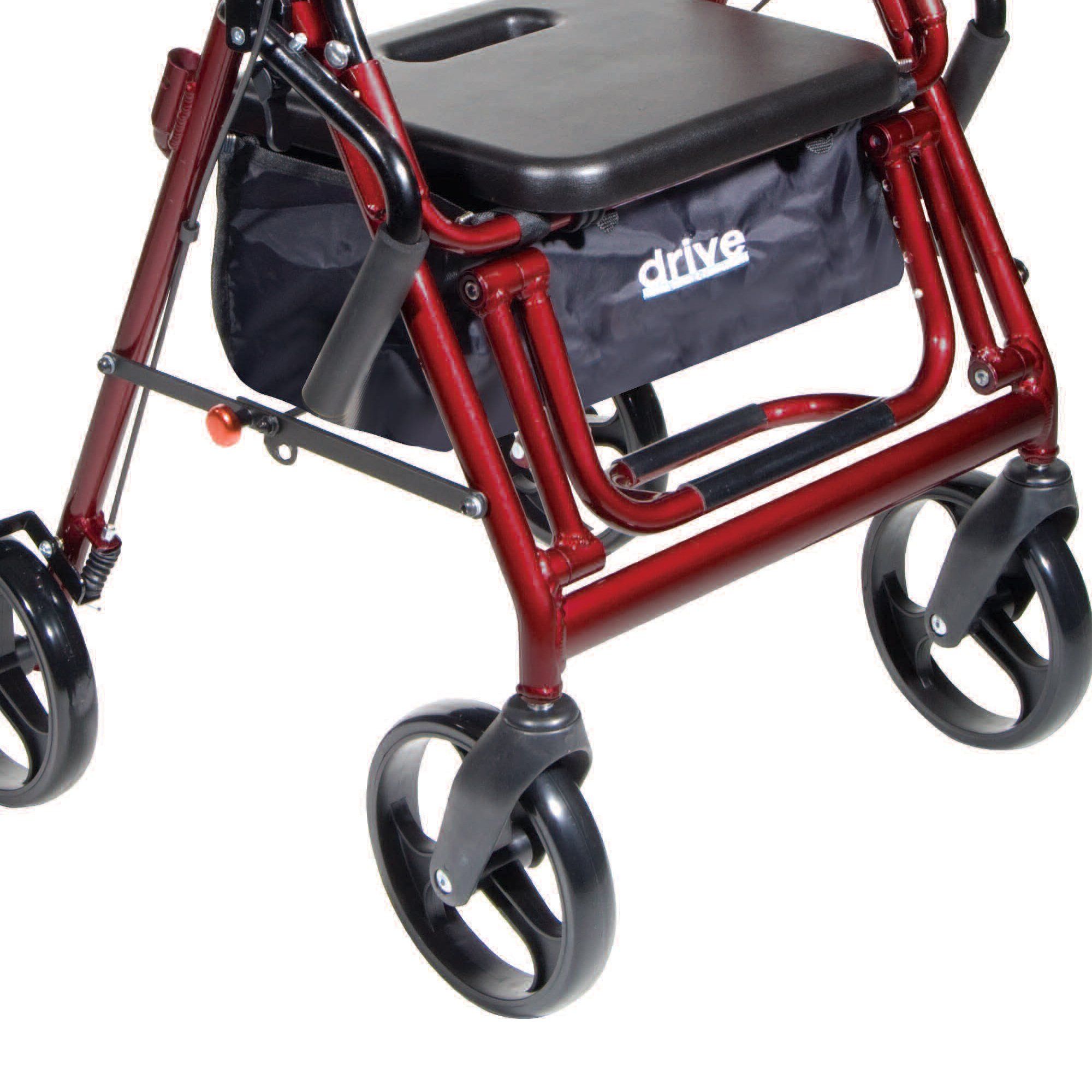 Duet Adjustable Rollator Transport Chair, Burgundy