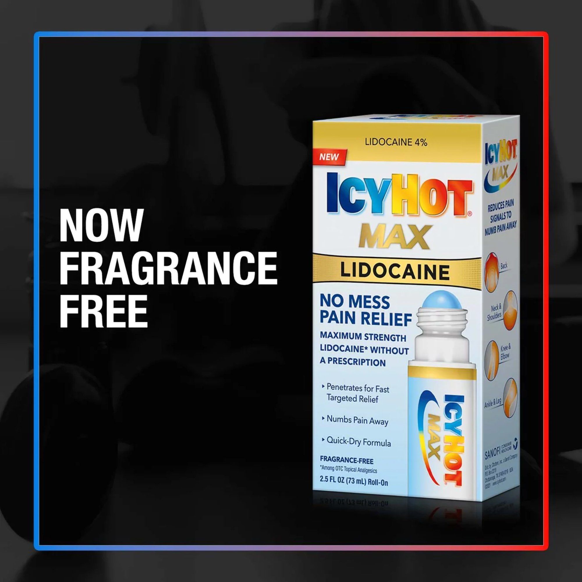 Icy Hot Maximum Strength Lidocaine 4% No-Mess Pain Relief Roll On - 2.5 oz