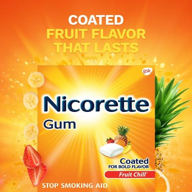 Nicorette Coated Nicotine Gum to Stop Smoking, 2 mg, Fruit Chill - 100 ct
