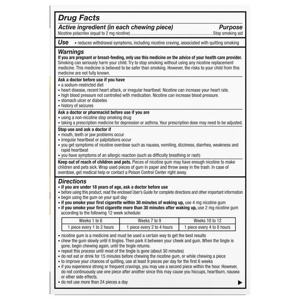 Nicorette Coated Nicotine Gum to Stop Smoking, 2 mg, Fruit Chill - 100 ct