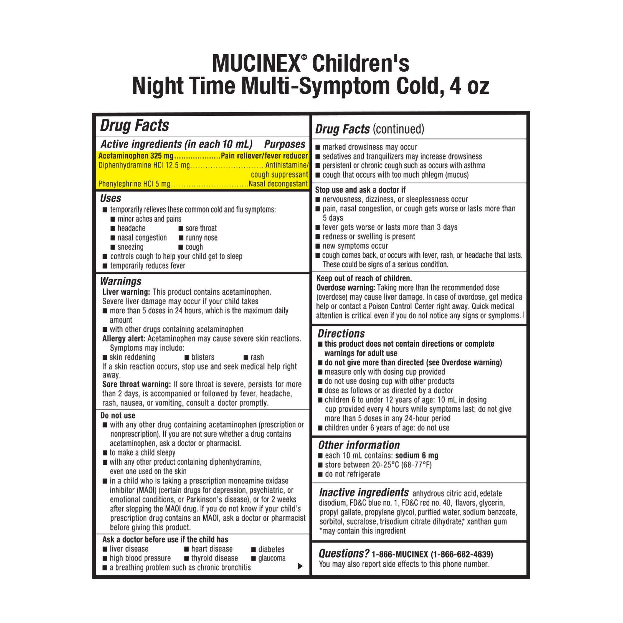 Mucinex Children's Multi-Symptom Nighttime Cold Liquid, Very Berry ...