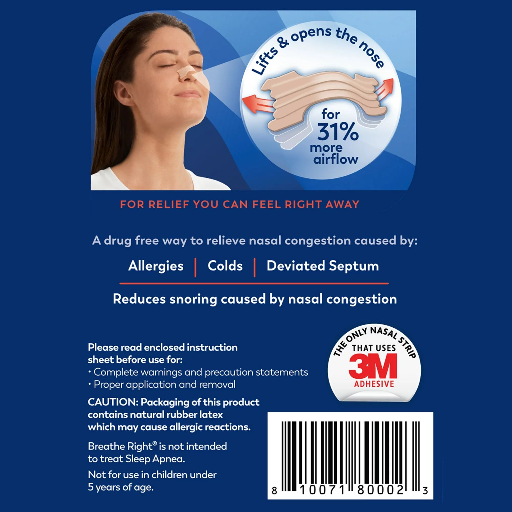 Breathe Right Extra Strength Tan Nasal Strips for Congestion Relief - 26 ct