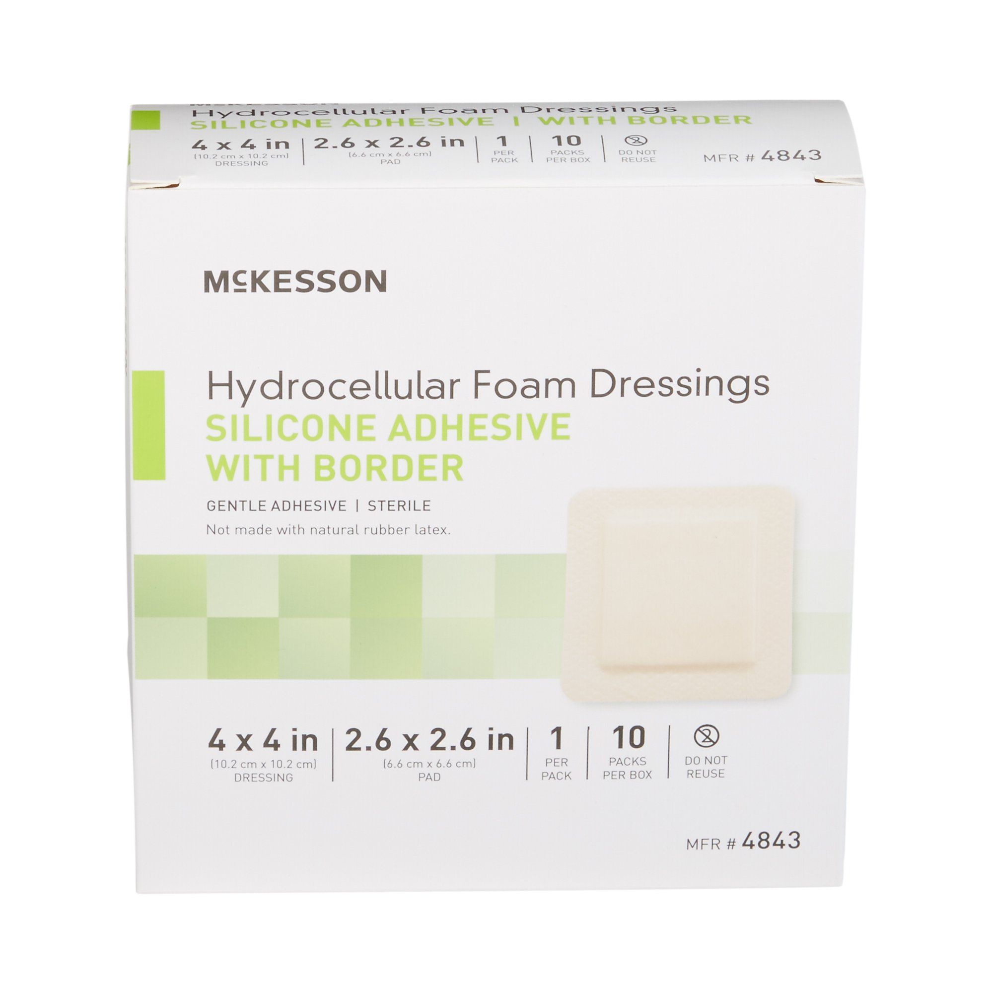 McKesson Hydrocellular Foam Dressing, Silicone Adhesive Bandage, 4" x 4 ...