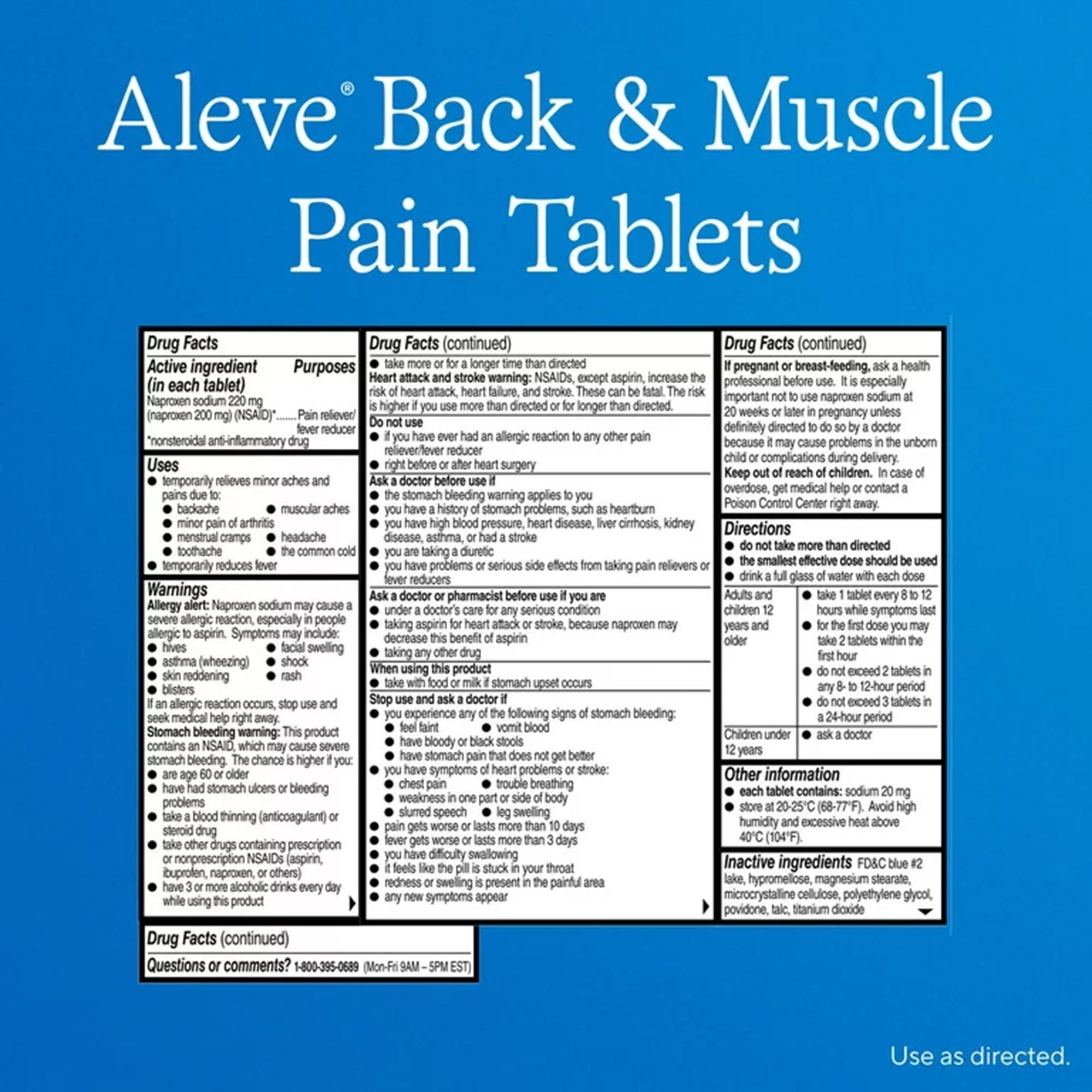 Aleve Back & Muscle Pain Reliever Naproxen Sodium Tablets, 220 mg - 24 ct