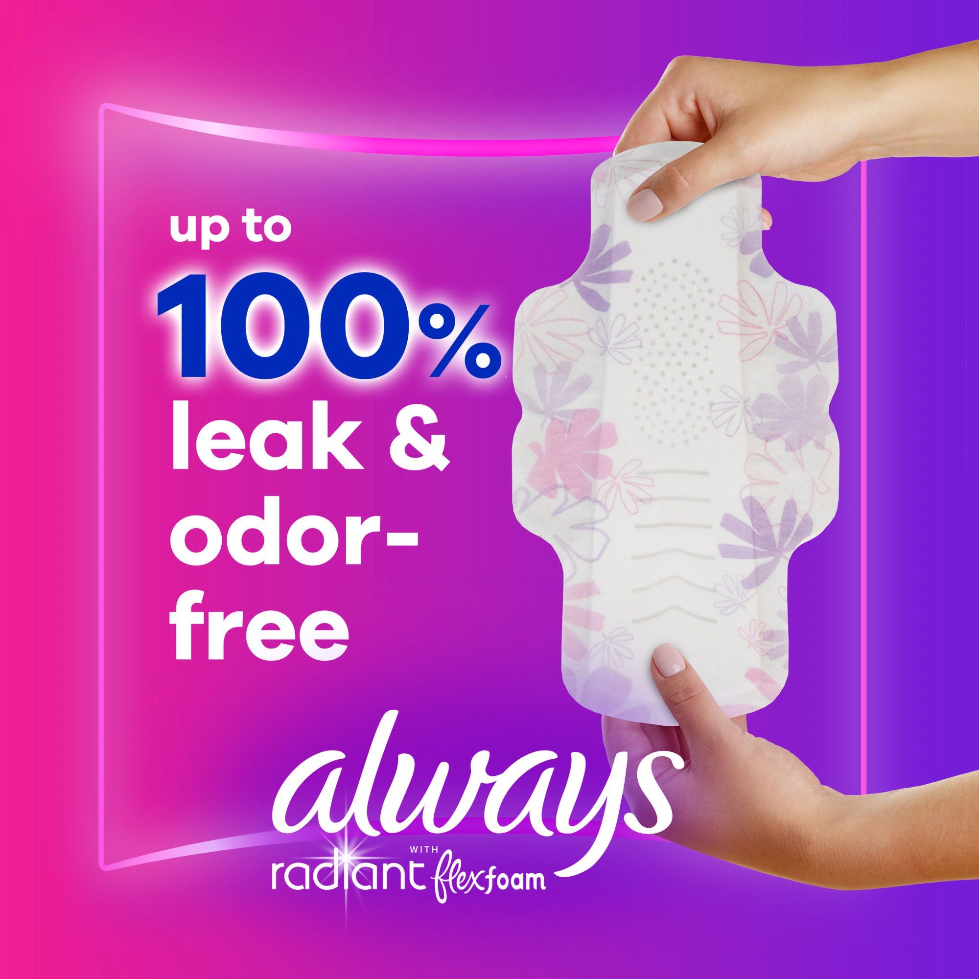 Always Radiant Pads with Wings, Regular Absorbency, Scented - 15 ct