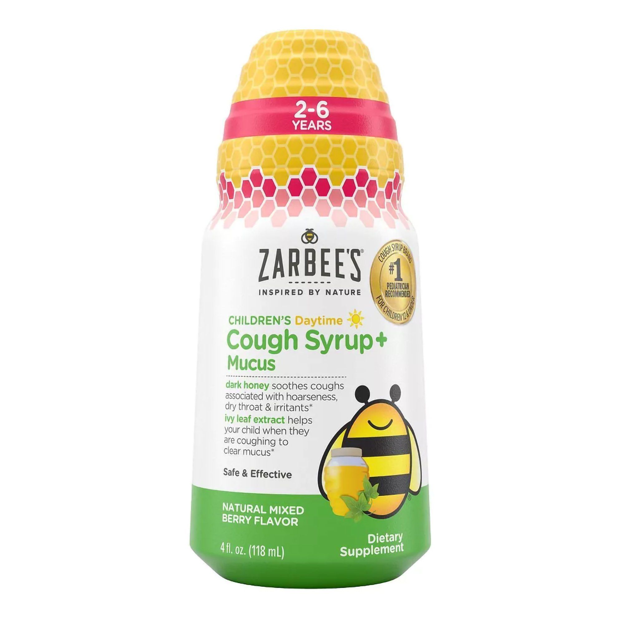 Zarbee’s Daytime Children's Cough + Mucus Syrup, Mixed Berry - 4 fl oz