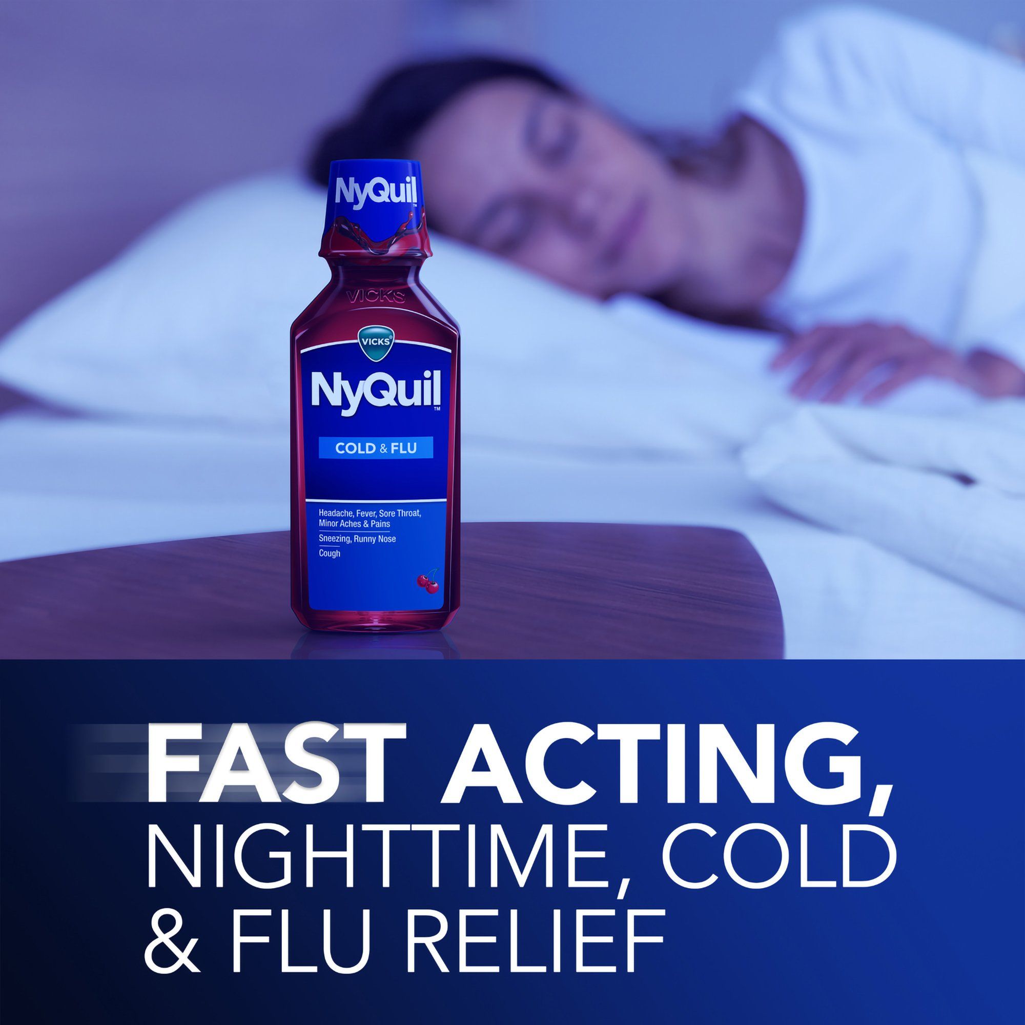 Vicks NyQuil Cold & Flu Liquid Medicine, Cherry - 12 fl oz