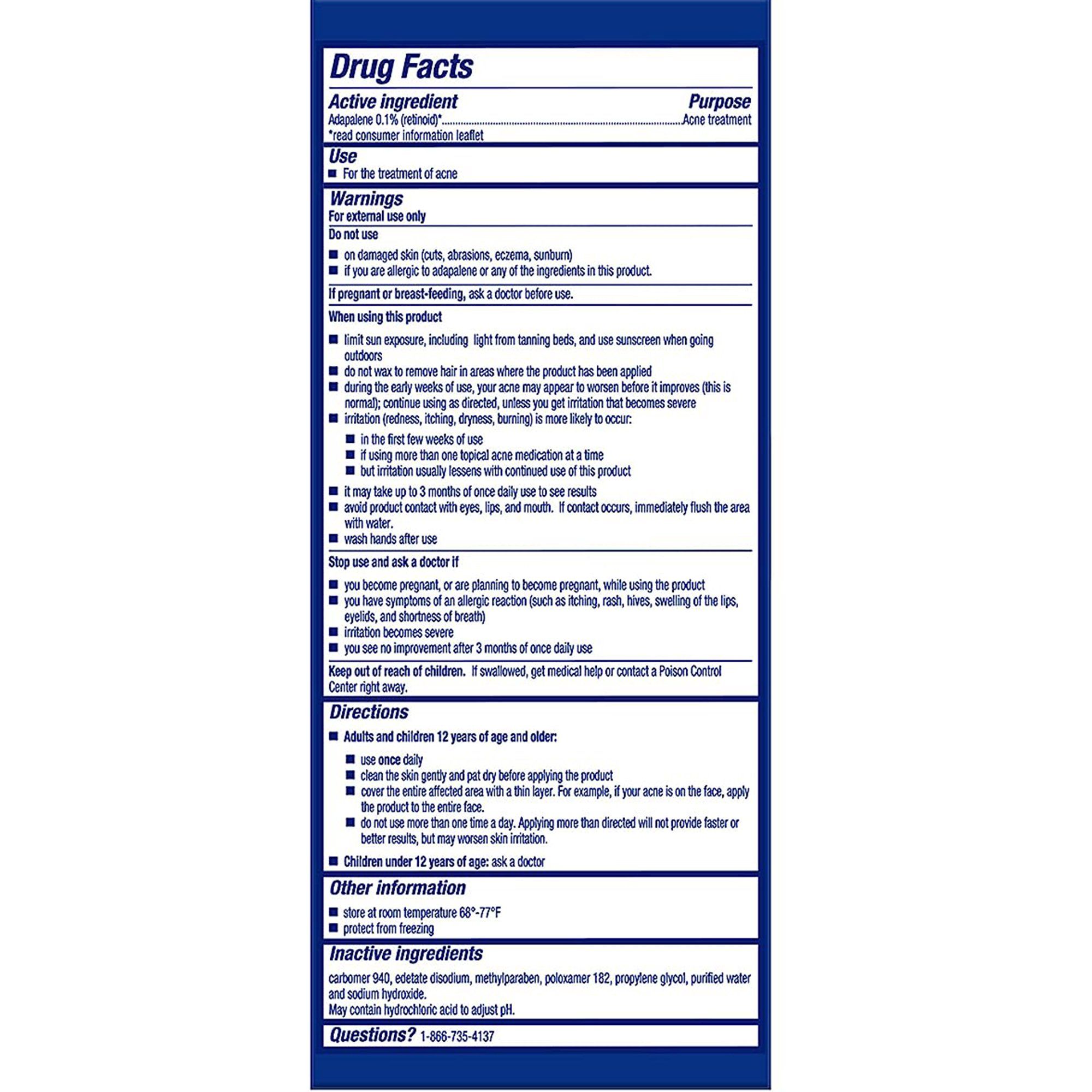 Differin Acne Retinoid Treatment Gel Adapalene 0.1% - 1.6 oz