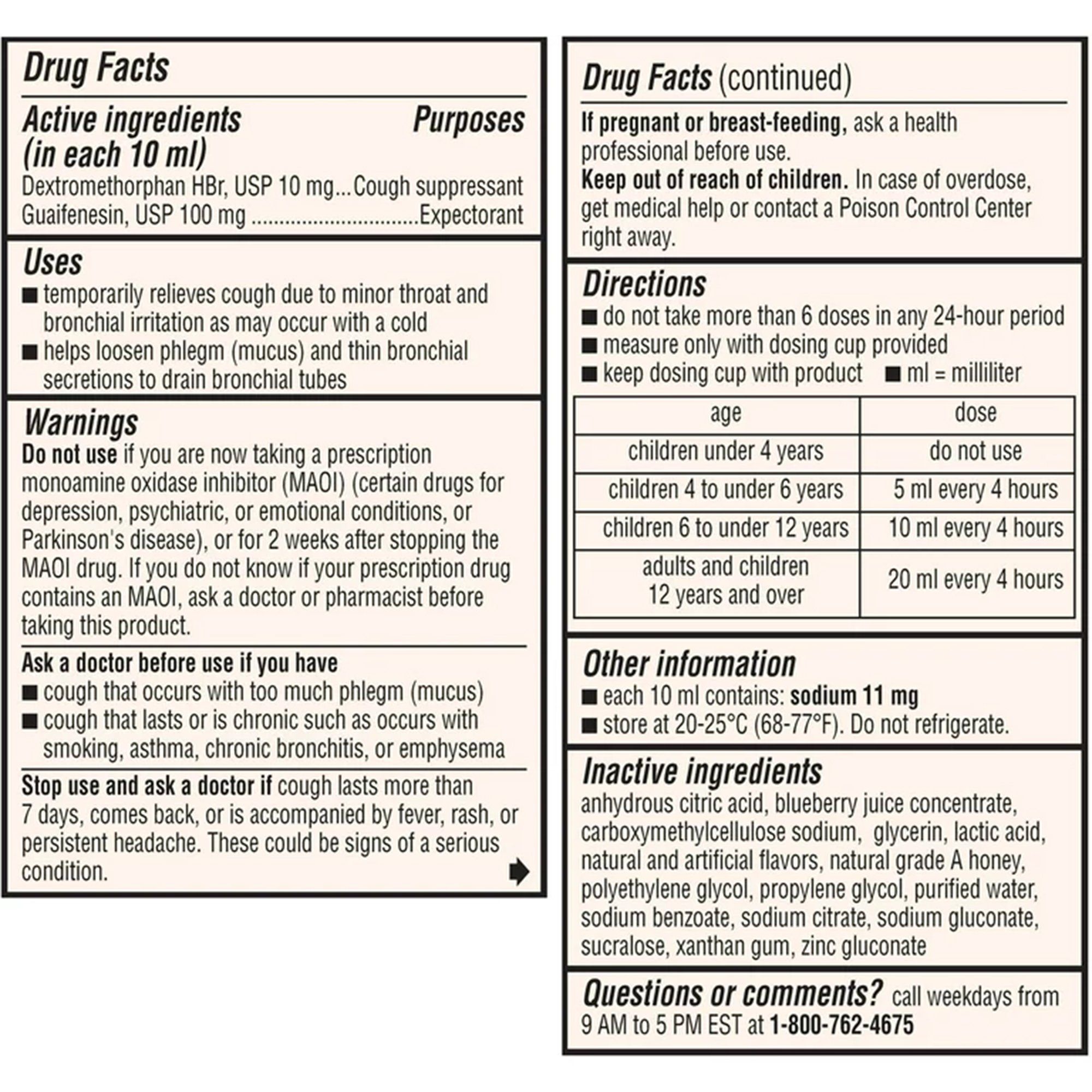 Robitussin Children's Honey Cough & Chest Congestion DM Relief Liquid ...