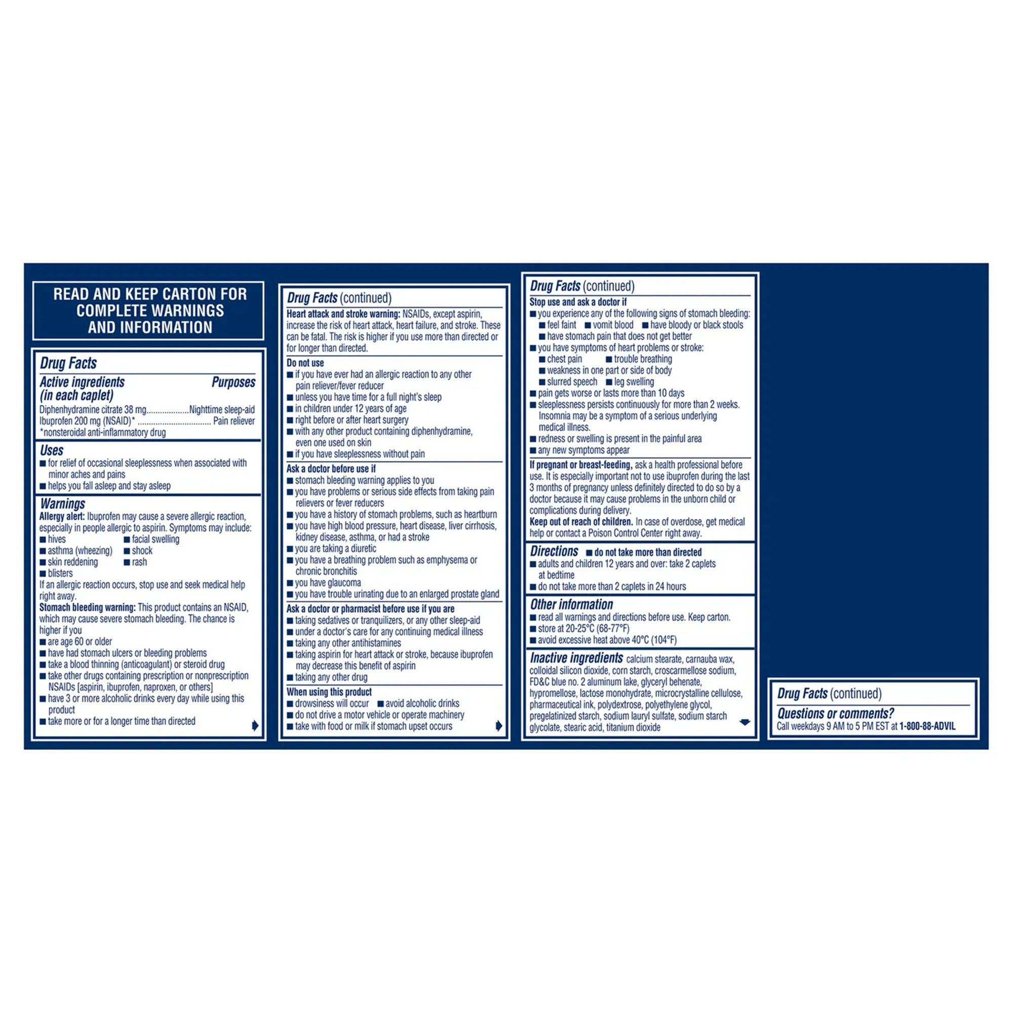 Advil PM Pain Reliever & Nighttime Sleep Aid Coated Caplets, 200 mg - 80 ct