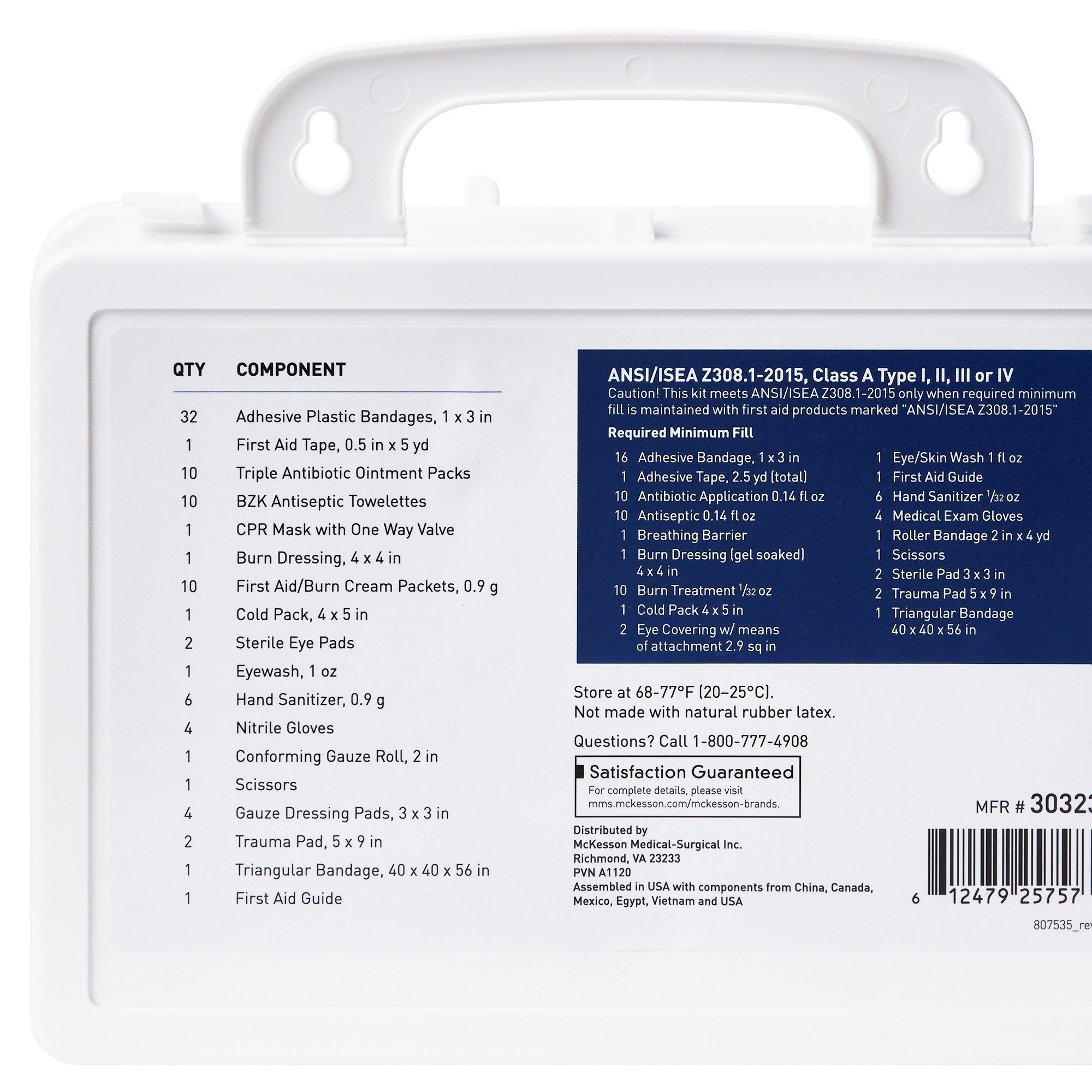 McKesson 25 Person Wall Mount First Aid Kit, Plastic Case - 1 ct