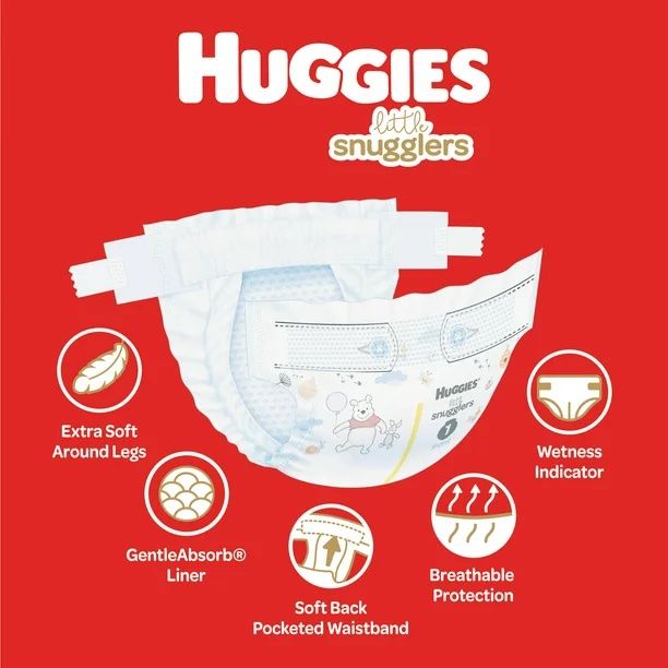 Huggies Little Snugglers Baby Diapers Size 1 8 14 lbs 32 ct