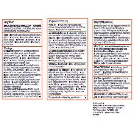 Motrin IB Ibuprofen Coated Caplets, 200 mg - 50 ct
