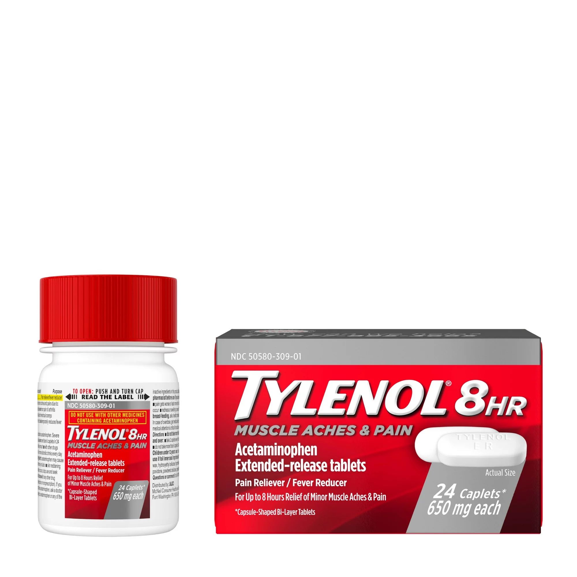 Tylenol 8 Hour Acetaminophen Muscle Aches & Pain Extended Release ...