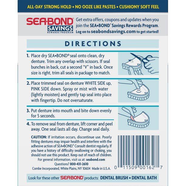 Sea-Bond Secure Denture Adhesive Seals, Original Uppers - 15 ct