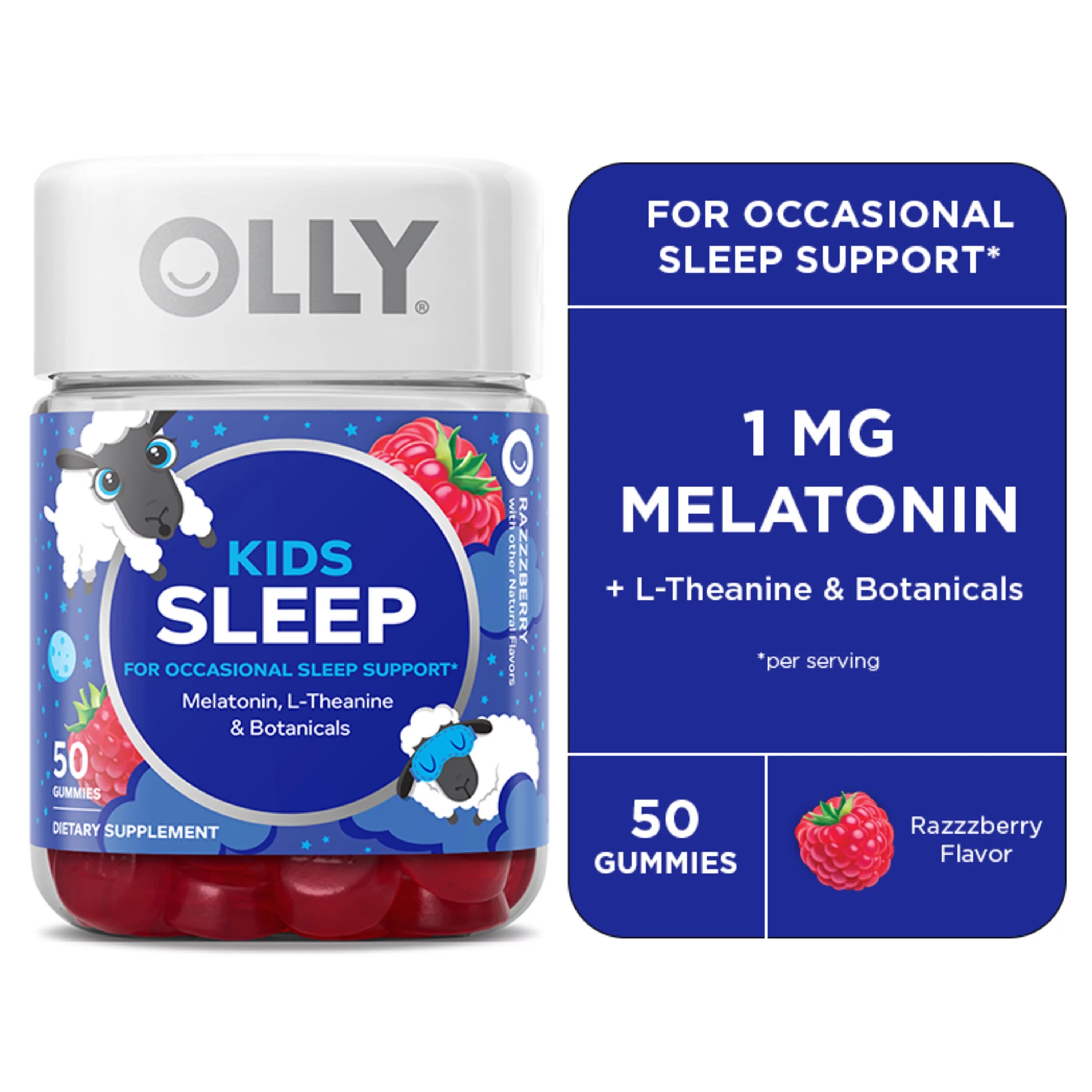 Olly Kids Sleep Supplement Gummy, Raspberry - 50 ct