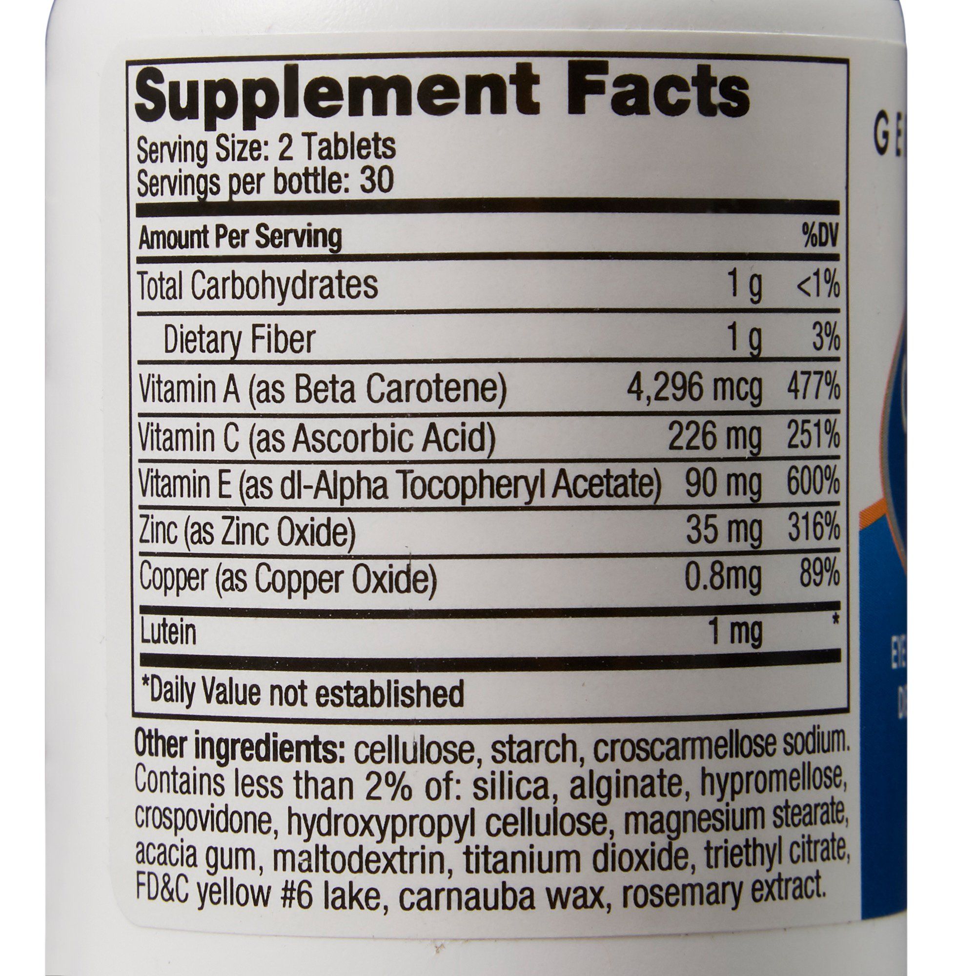 Geri-Care Eye Vitamin & Mineral with Lutein Tablets - 60 ct