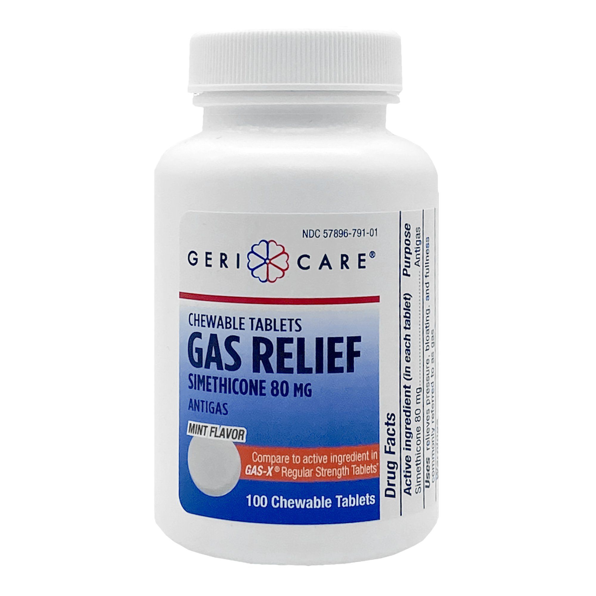 Geri-Care Gas Relief Simethicone Chewable Tablets, Mint - 100 ct