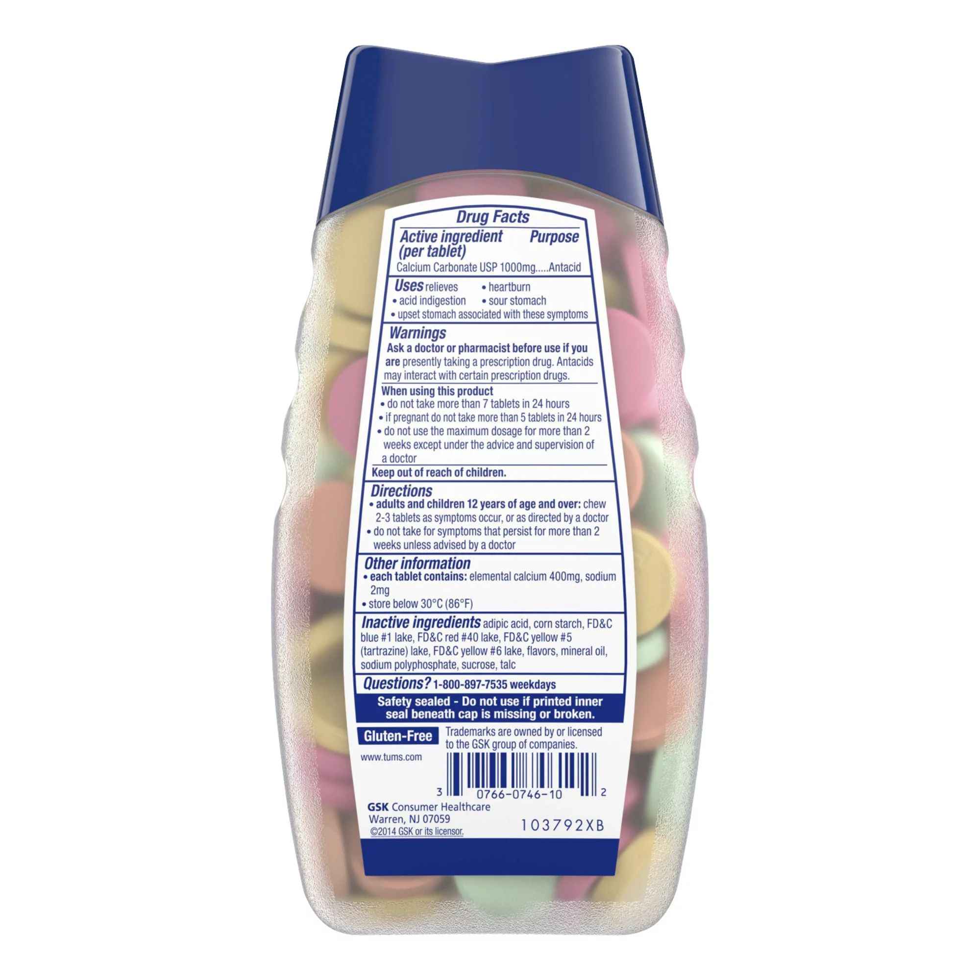 Tums Ultra Strength Antacid Chewable Tablets, 1000 mg, Assorted Fruit ...