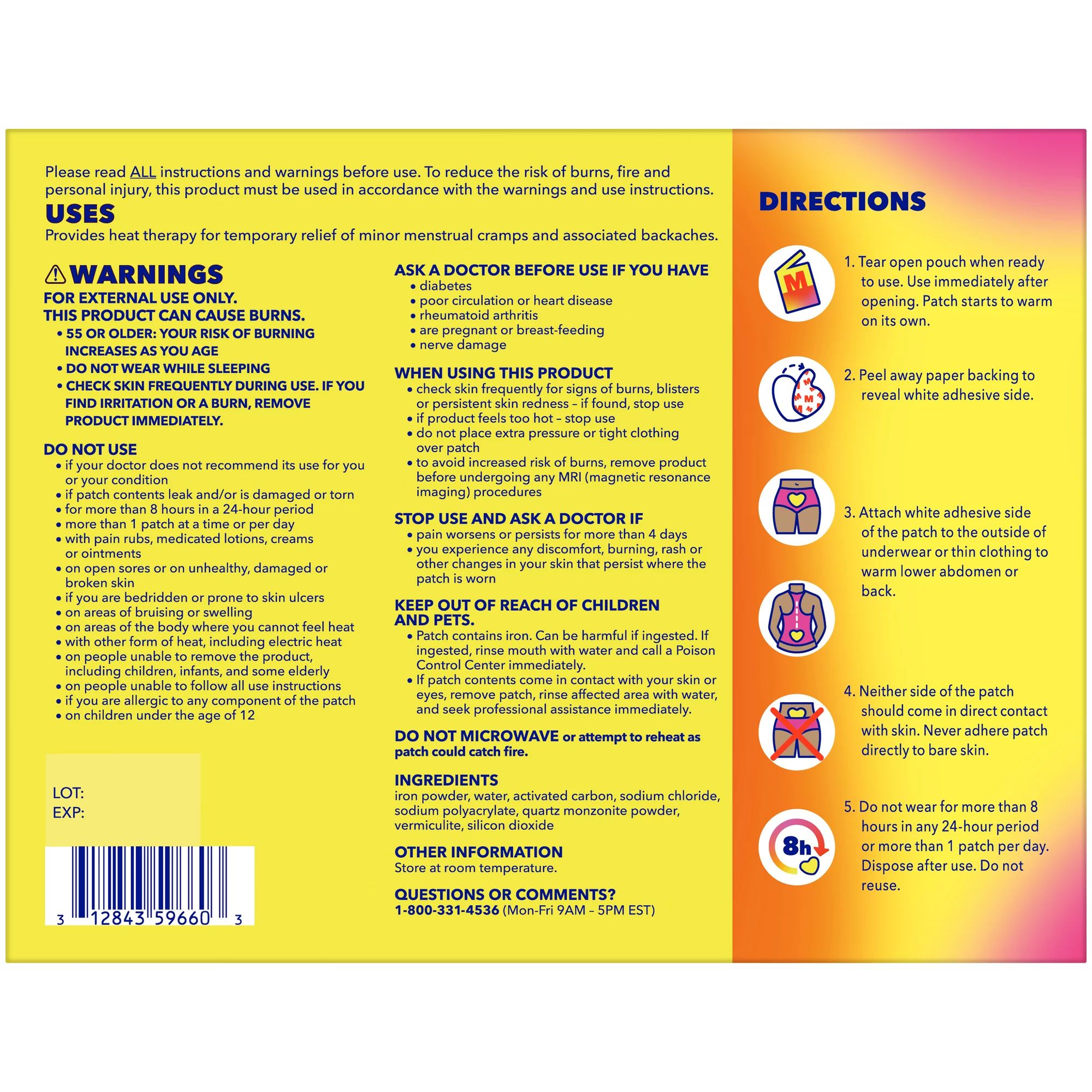 Midol Heat Vibes Long Lasting Menstrual Pain Relief Patch - 3 patches