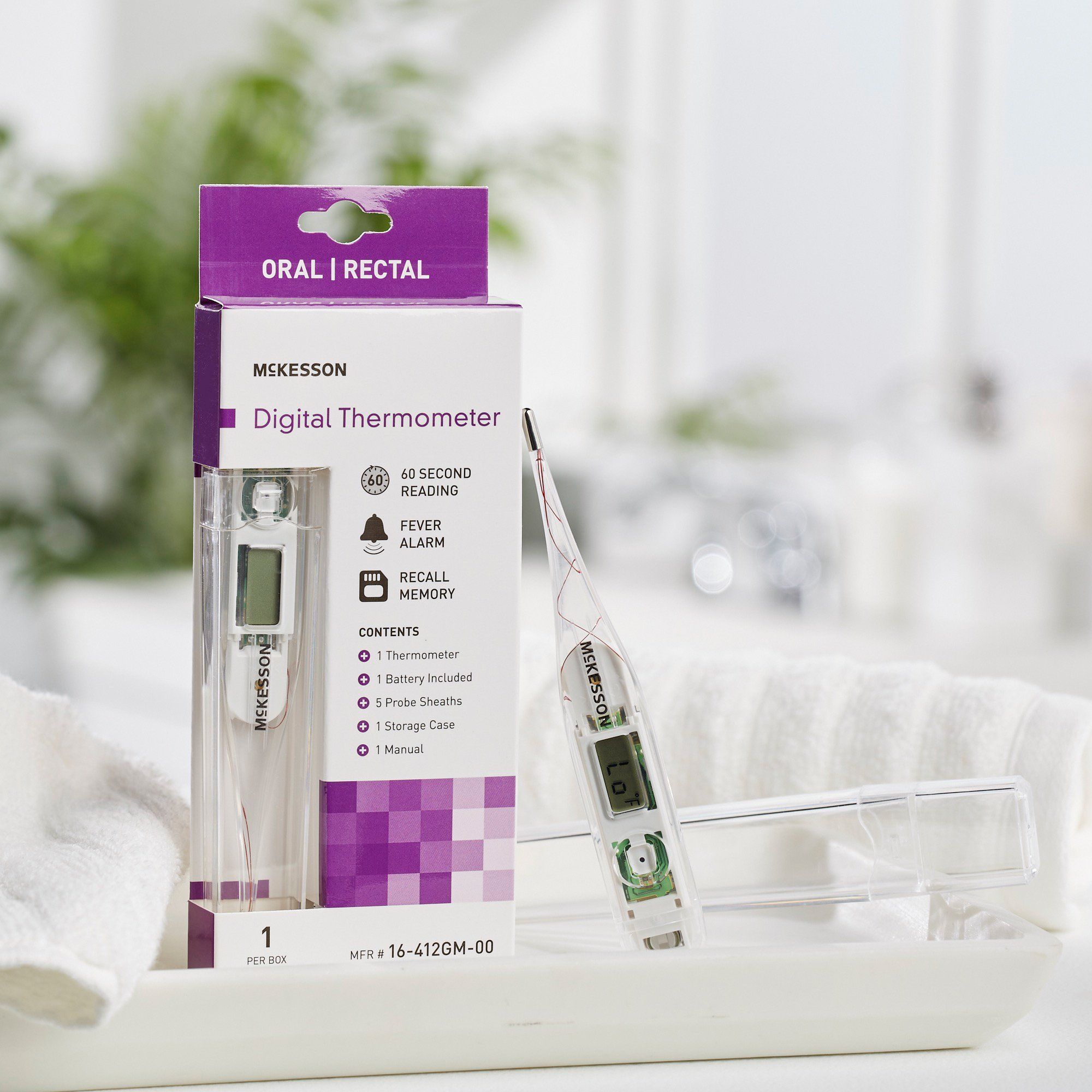 McKesson Digital Stick Thermometer, Rectal & Axillary Probe Handheld - 1 ct