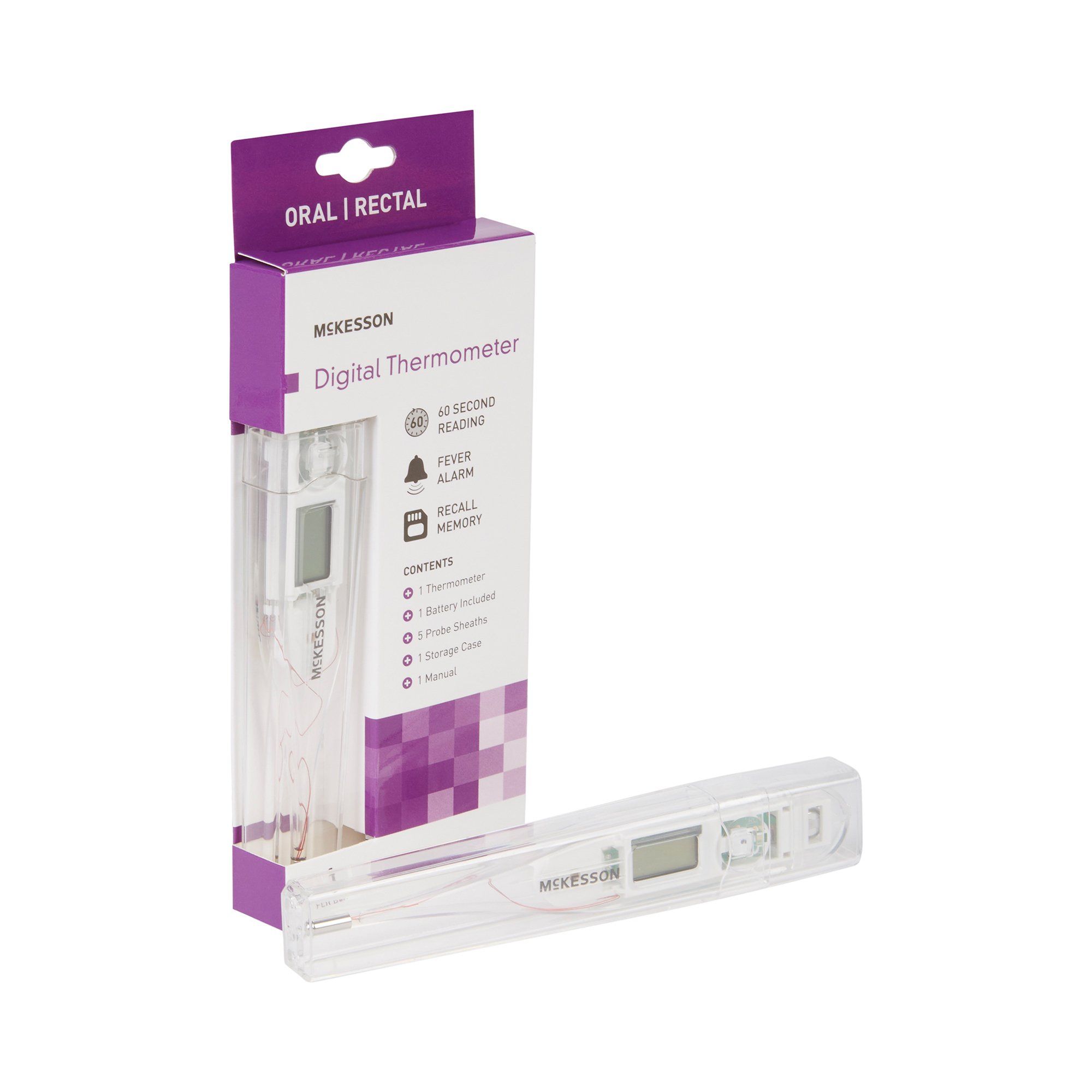 McKesson Digital Stick Thermometer, Rectal & Axillary Probe Handheld - 1 ct