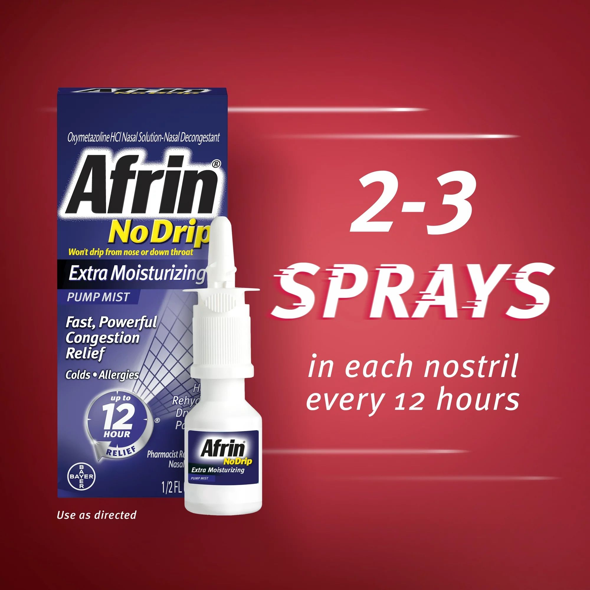 Afrin No Drip 12 Hour Nasal Decongestant Pump Mist - .5 fl oz