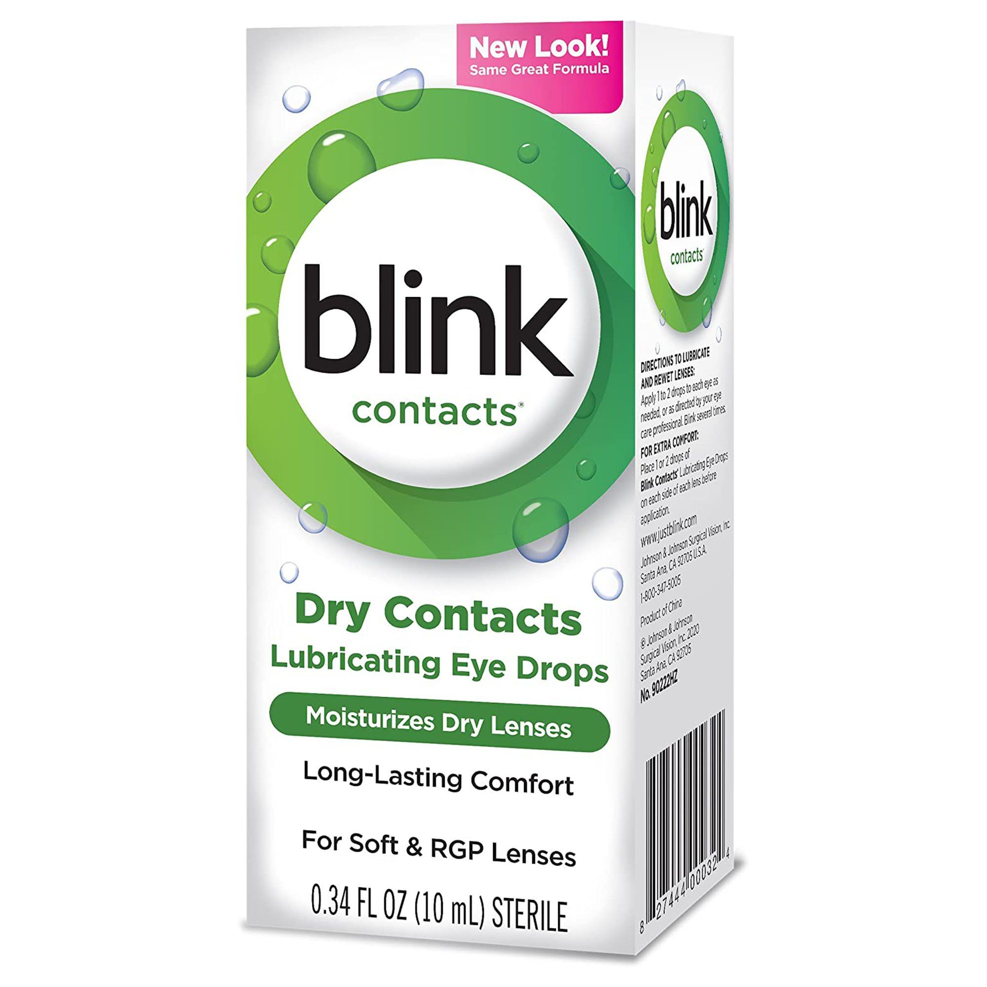 Blink Contacts Lubricating Eye Drops For Soft & RGP Lenses - 0.34 fl oz