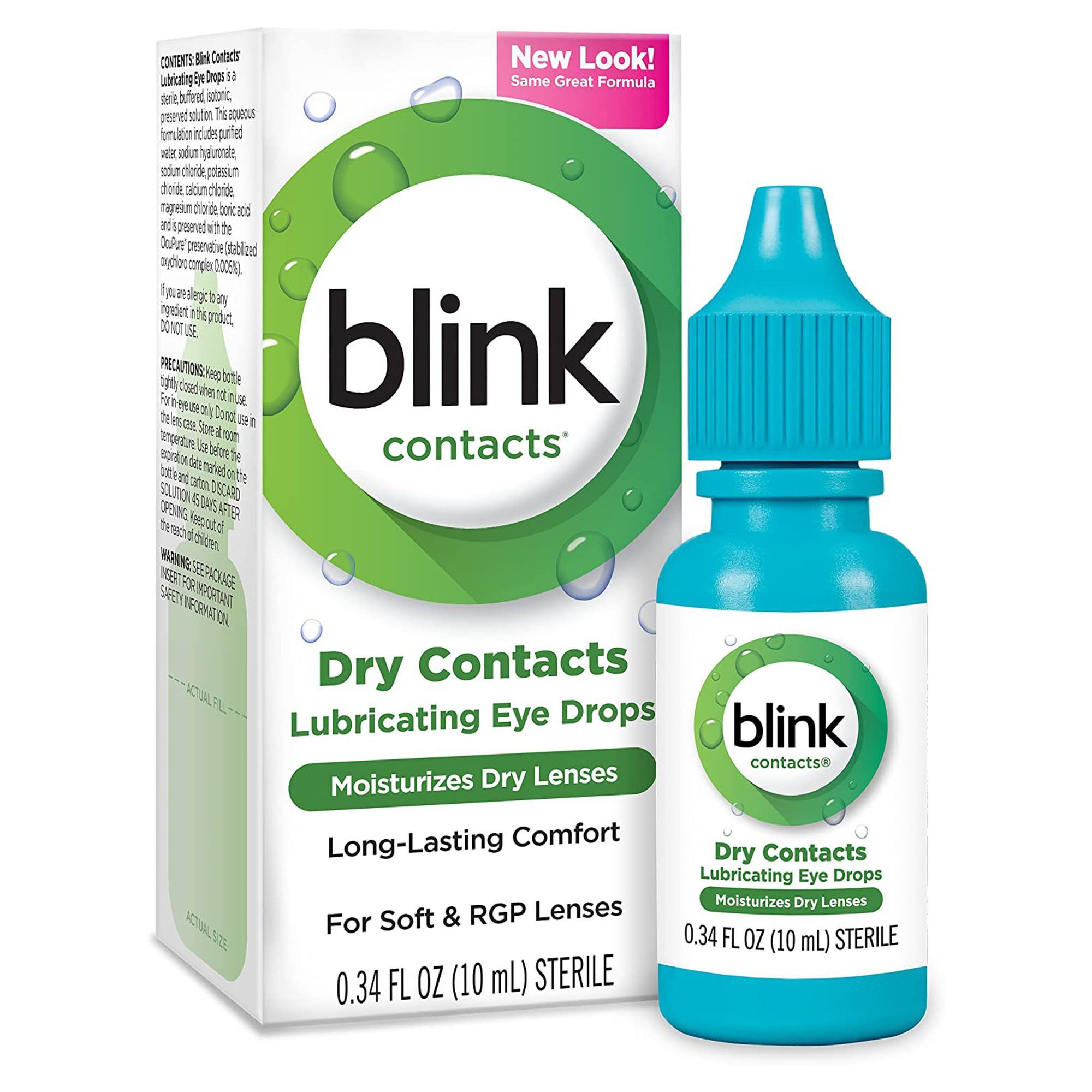 Blink Contacts Lubricating Eye Drops For Soft & RGP Lenses - 0.34 fl oz