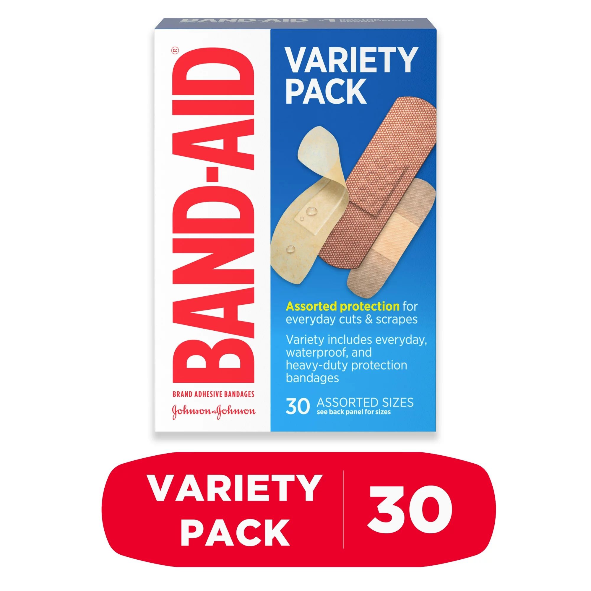 Band-Aid Adhesive Bandages, Variety Pack - 30 ct