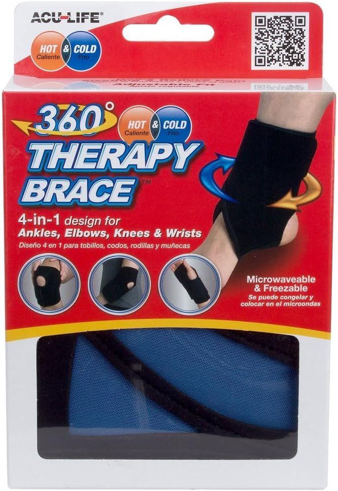Acu-Life 360 Hot & Cold Therapy Ankle/Knee/Elbow Brace, Black - 1 ct