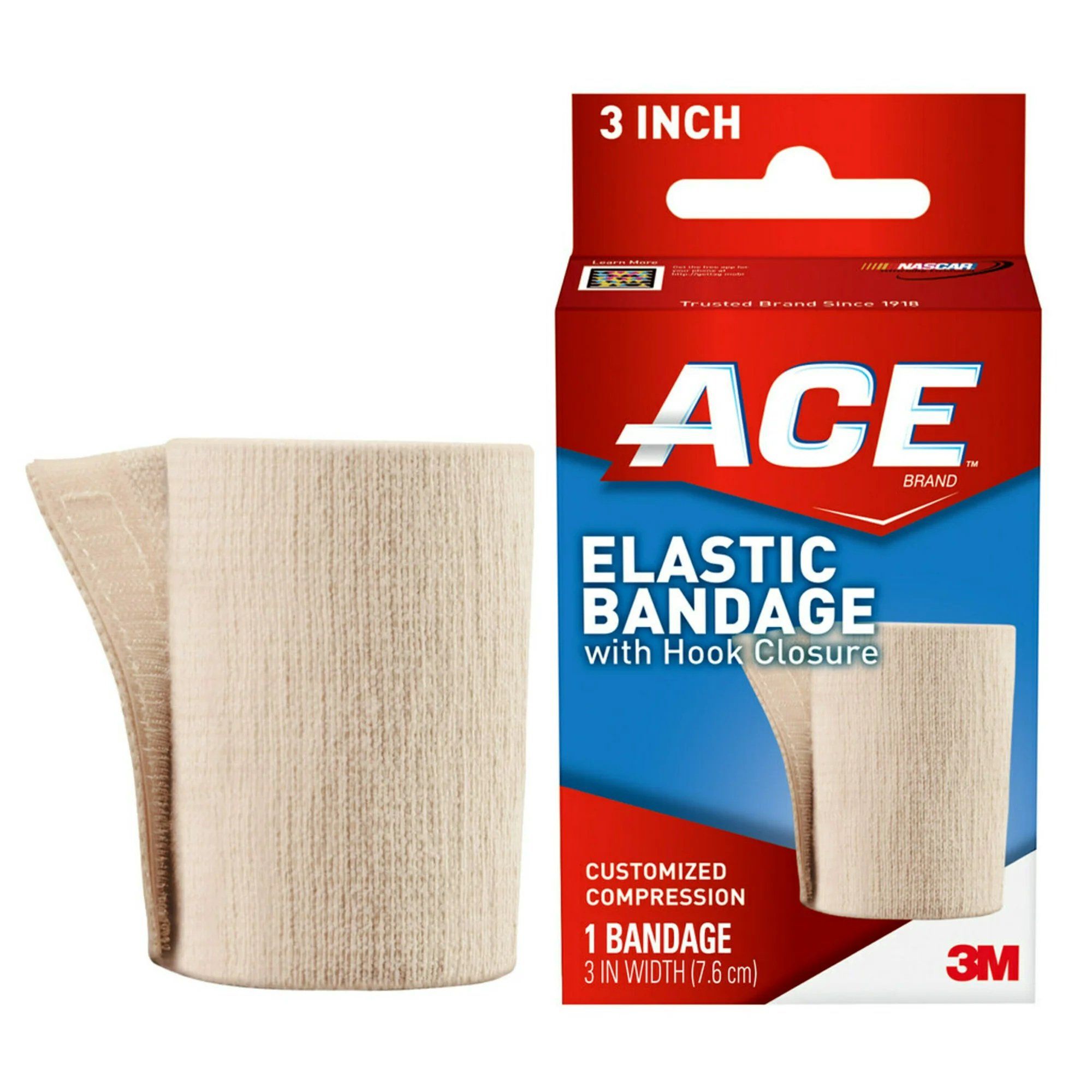 ACE Elastic Bandage with Single Hook & Loop Closure, 3" Width - 1 ct