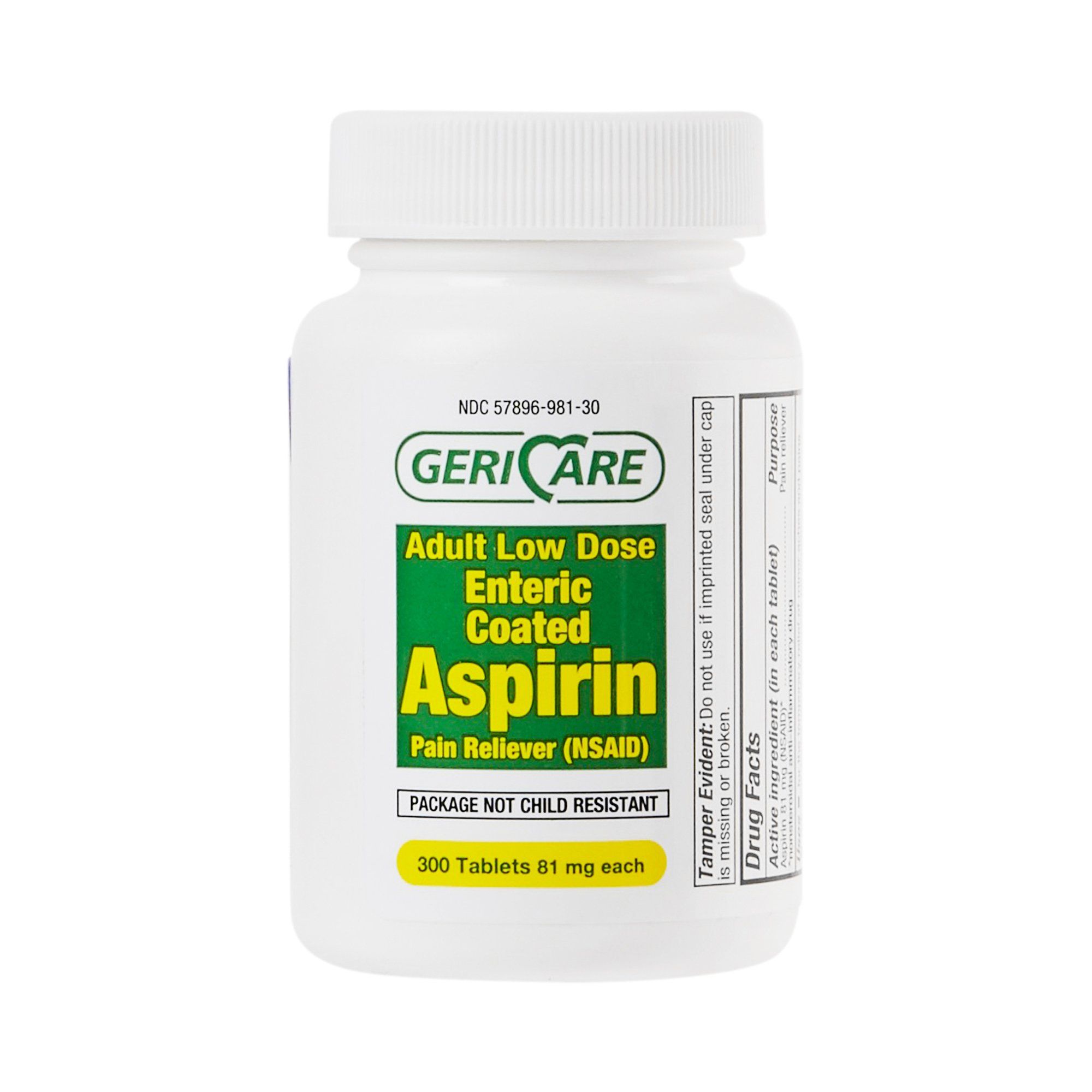 Geri-Care Adult Low Dose Pain Relief Aspirin, Enteric Coated Tablets ...