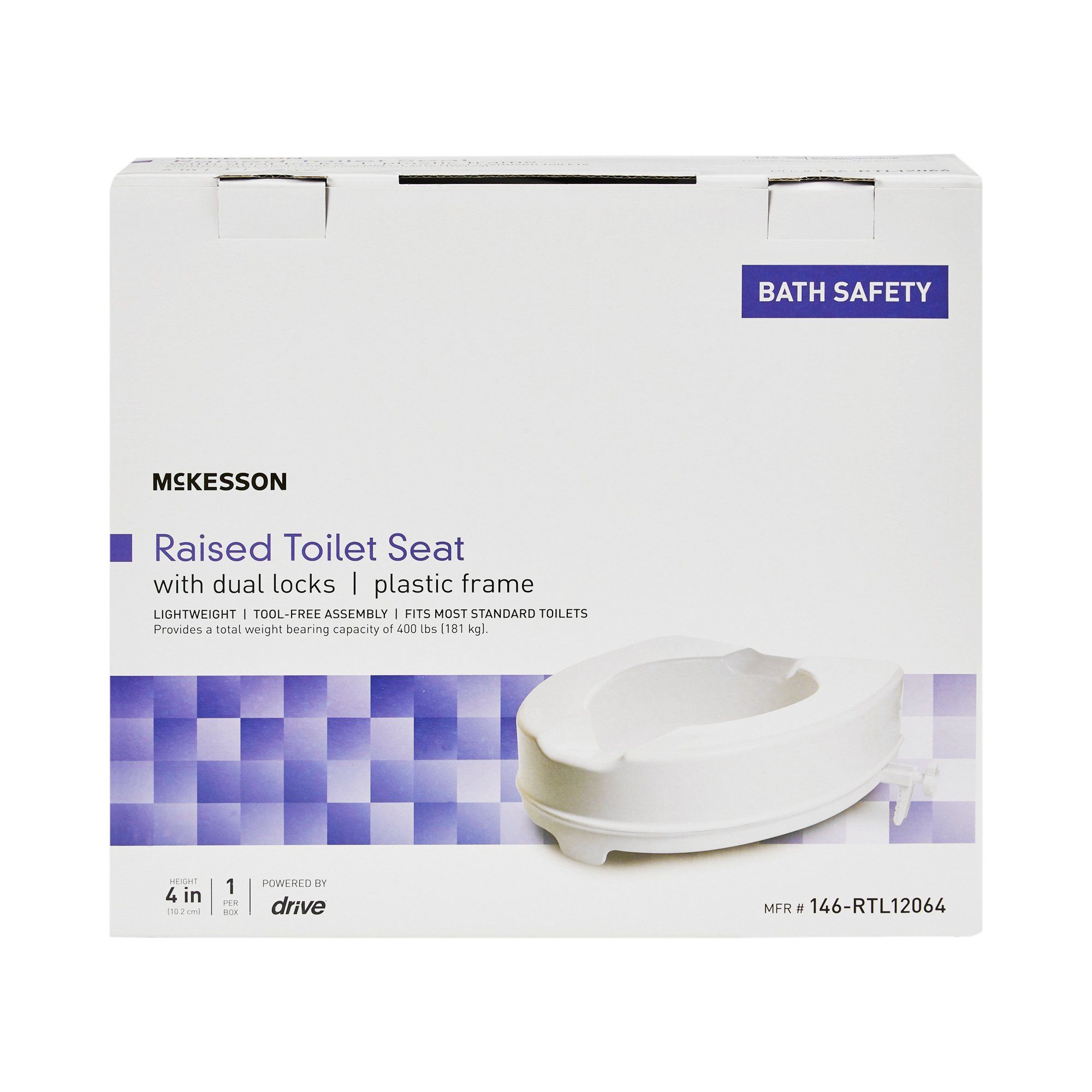 McKesson Raised Toilet Seat with Dual Locks - 400 lbs Capacity