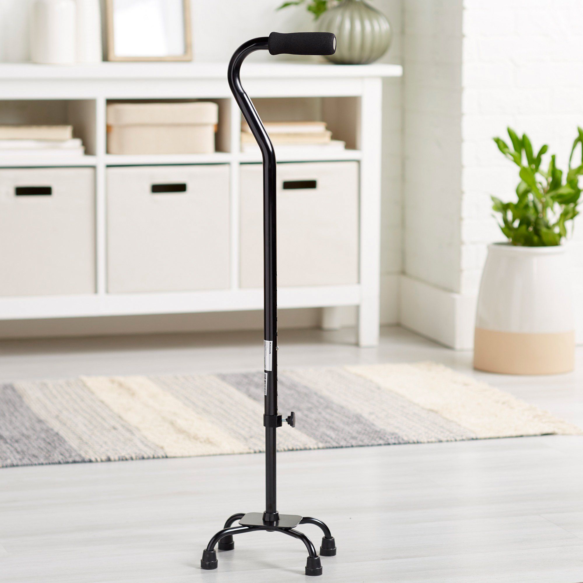 McKesson Black Aluminum & Steel Quad Walking Aid Cane, Adjustable ...