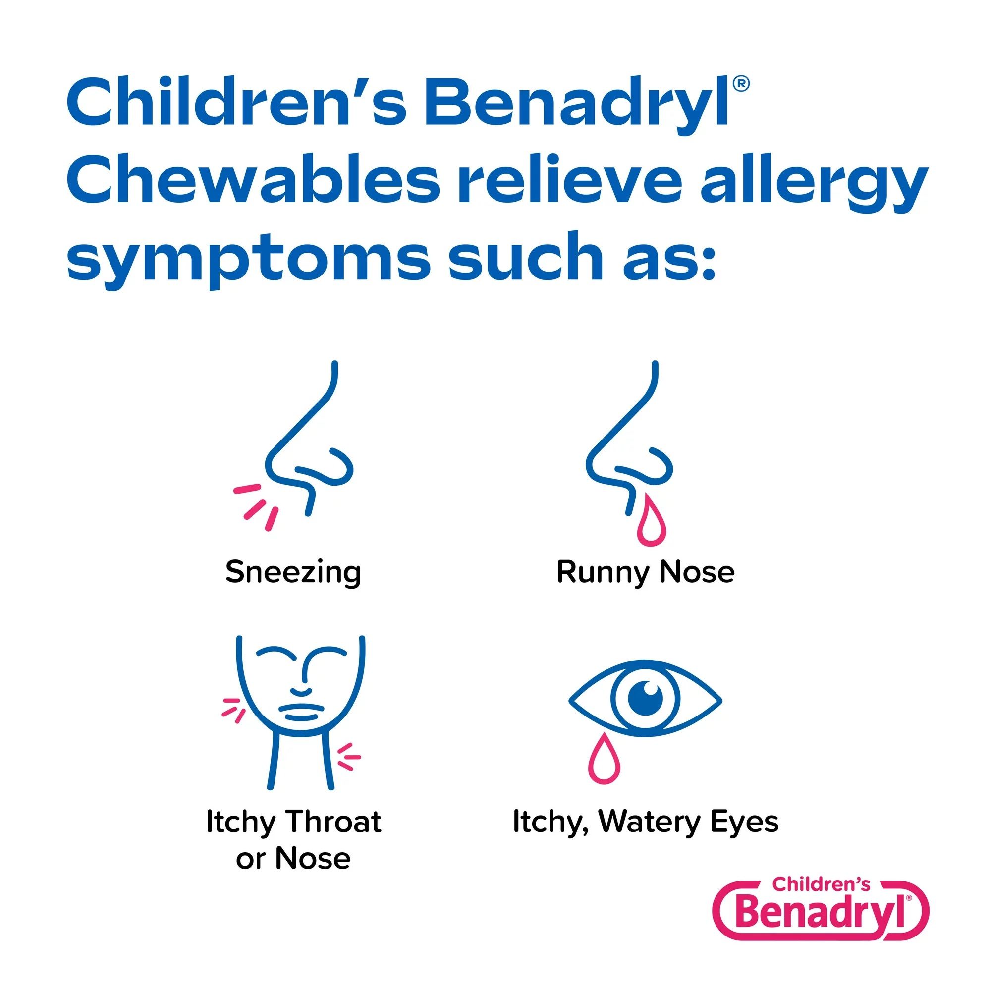 Children's Benadryl Allergy Relief Chewable Tablets, Grape - 20 ct
