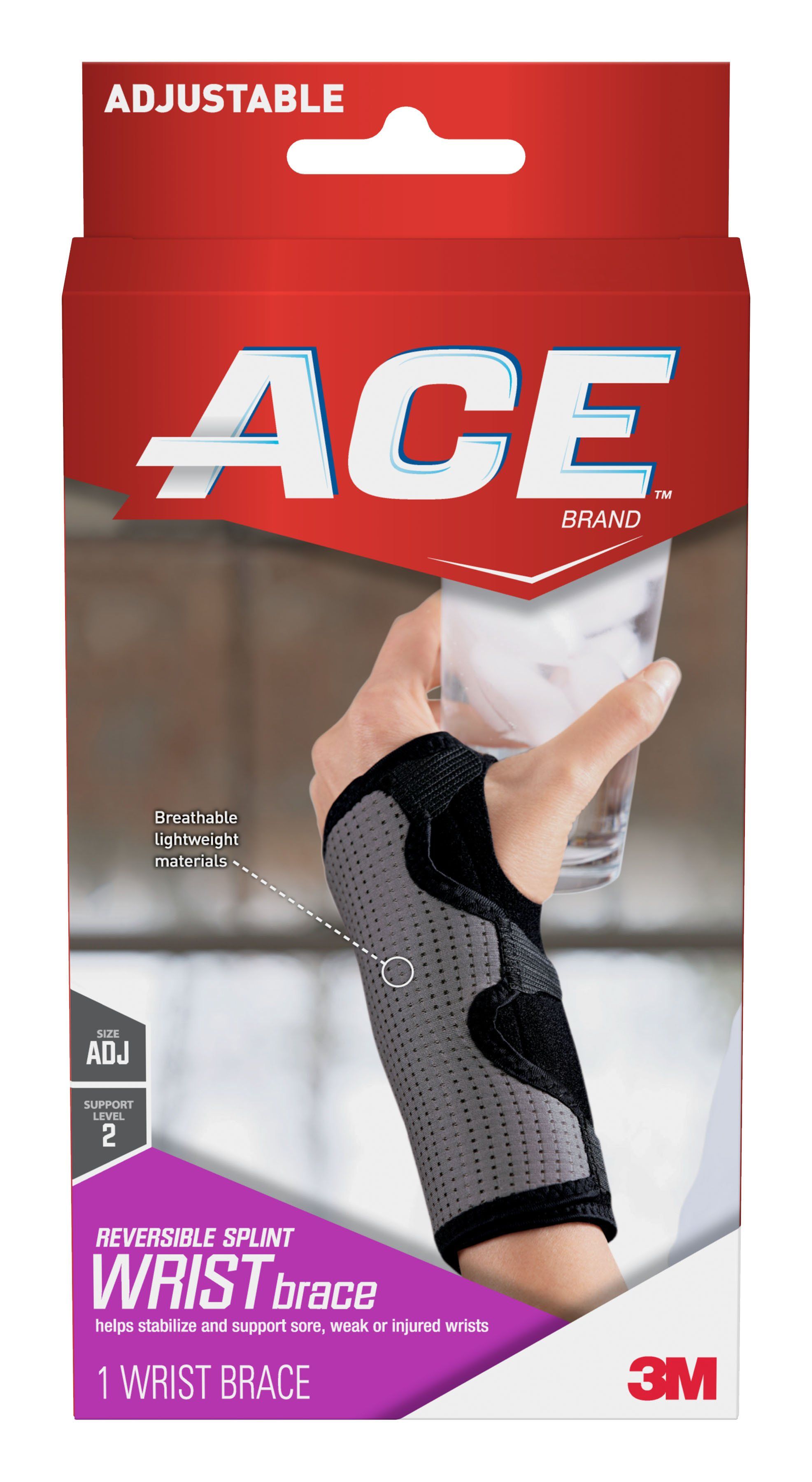 ACE Reversible Wrist Brace, Gray, One Size Fits Most - 1 ct